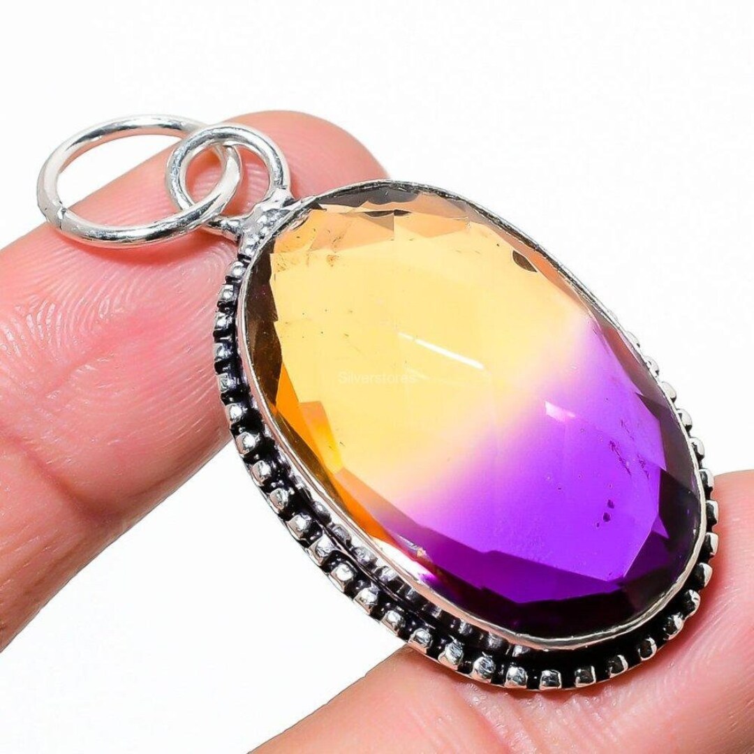 Natural Tourmaline Pendant, Multi Color Gemstone Pendant, Pendant, 925 ...