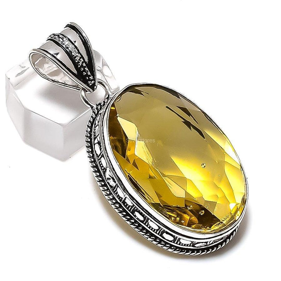 100% Genuine Citrine Pendant, Gemstone Pendant, Yellow Pendant, 925 ...
