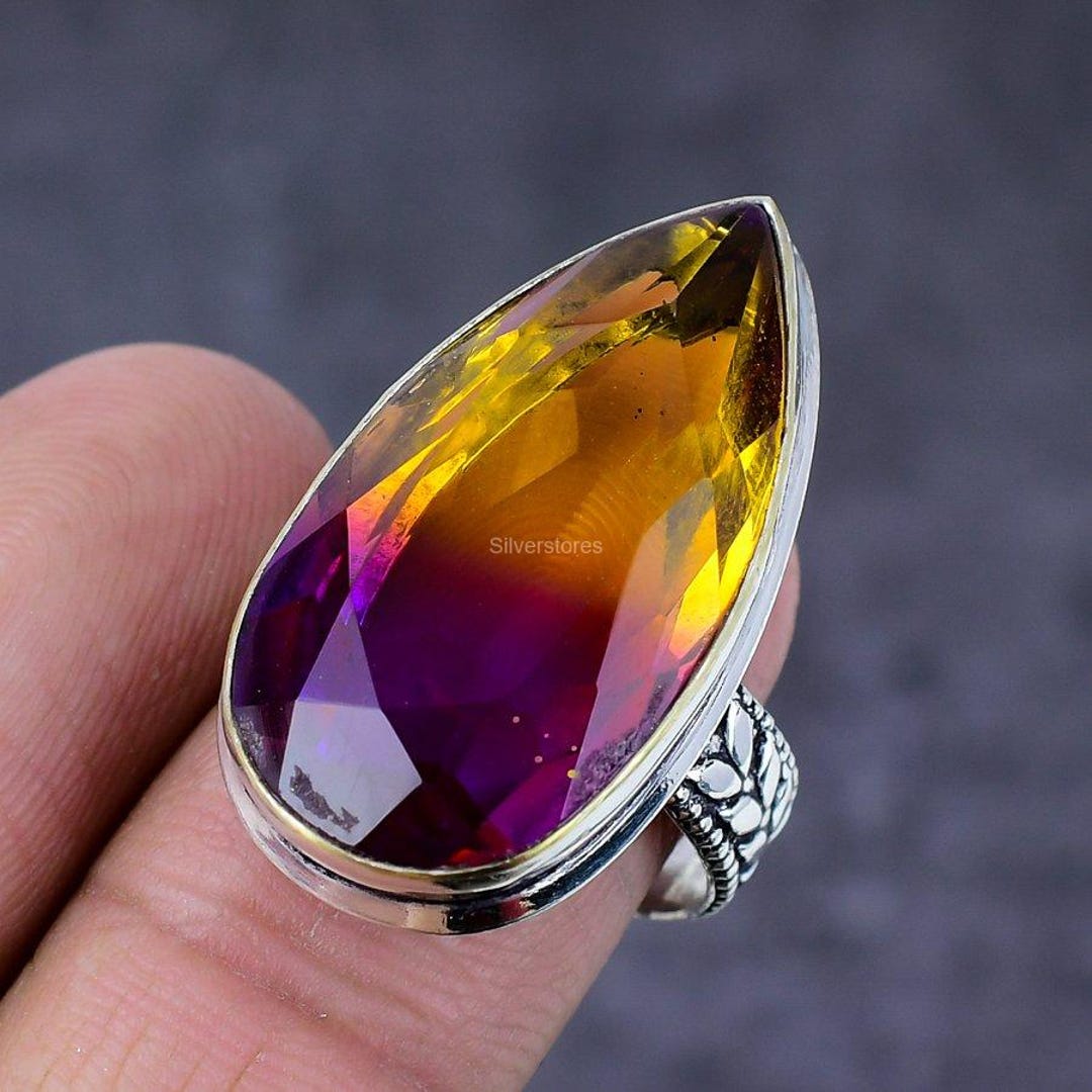 Tourmaline October Birthstone Ring Multi Color Gemstone Handmade 925 Solid Sterling Silver ...