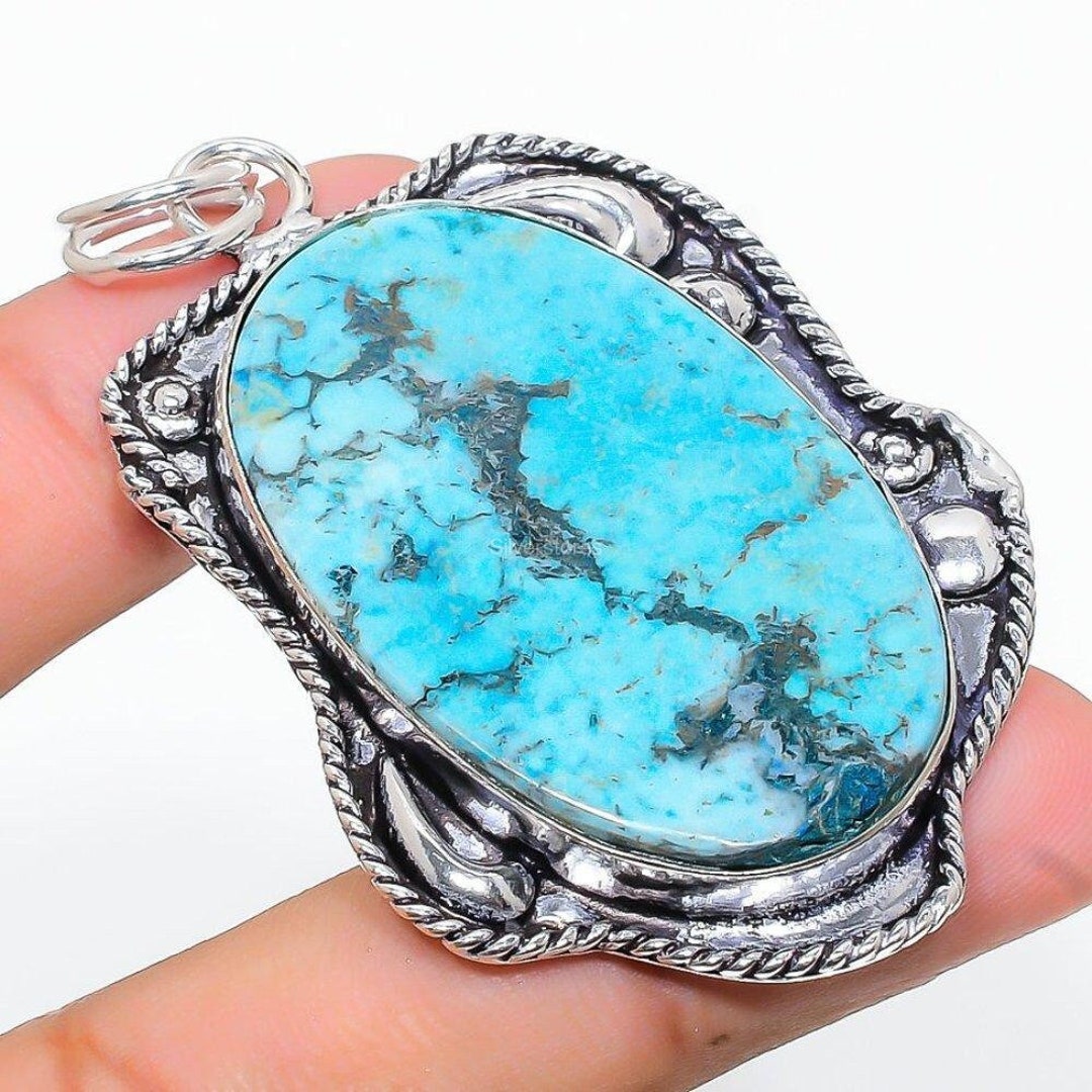 Elegant Turquoise Pendant, Blue Gemstone Pendant, Pendant, 925 Sterling ...
