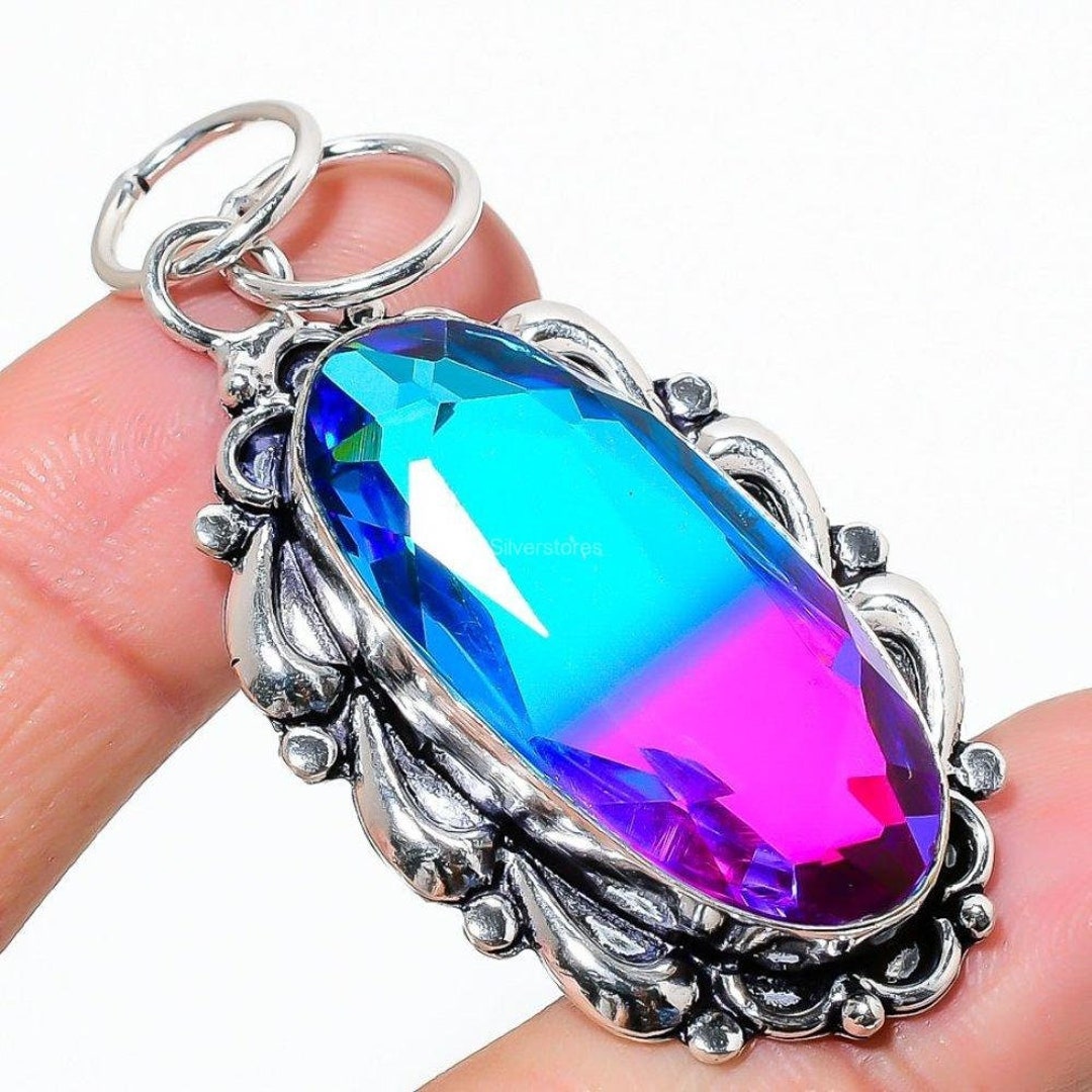 Sparkling Tourmaline Pendant, Multi Color Gemstone Pendant, Pendant ...