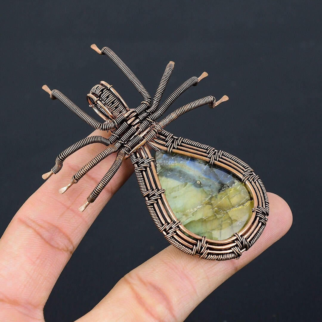 Handcrafted Natural Labradorite Wire Wrap Pendant, Gemstone Pendant ...