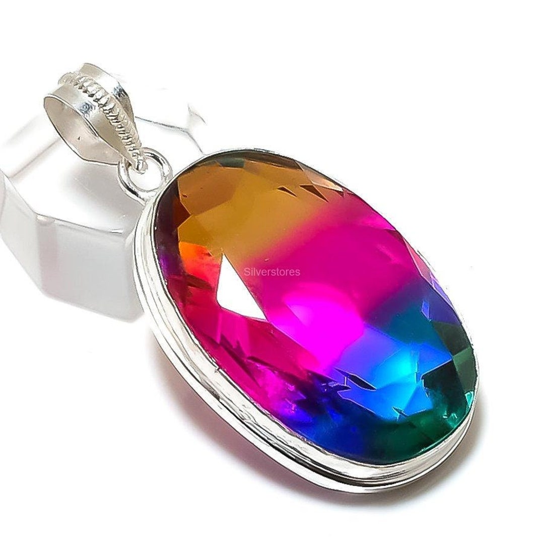 100% Natural Tourmaline Pendant, Multi Color Gemstone Pendant, Pendant ...