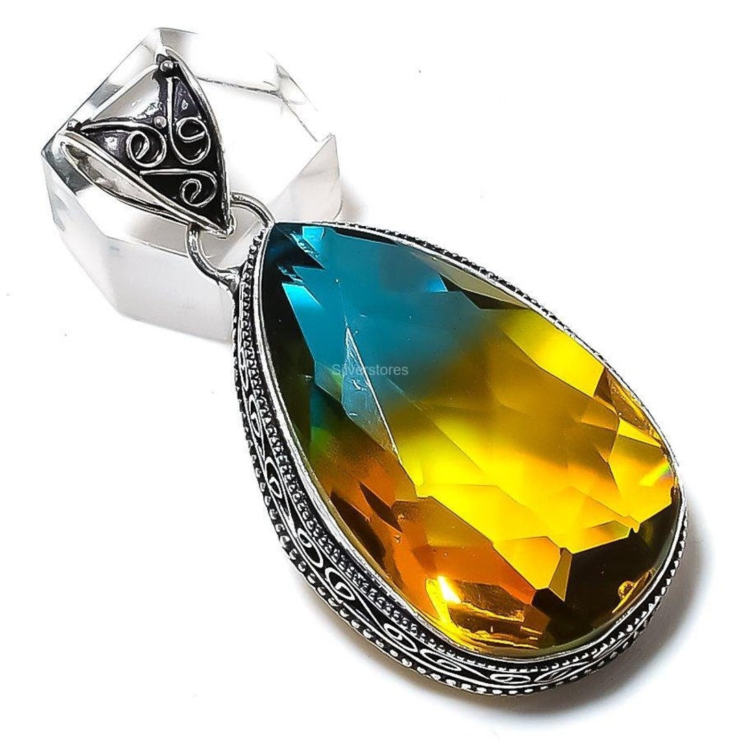 Sparkling Tourmaline Pendant, Multi Color Gemstone Pendant, Pendant ...