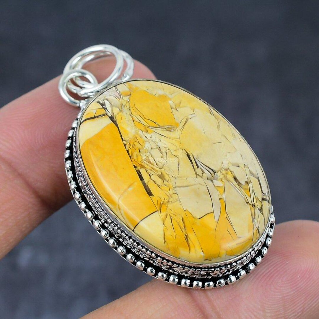 Mookaite Yellow Designer Pendant 925 Solid Sterling Silver Jewelry - Etsy