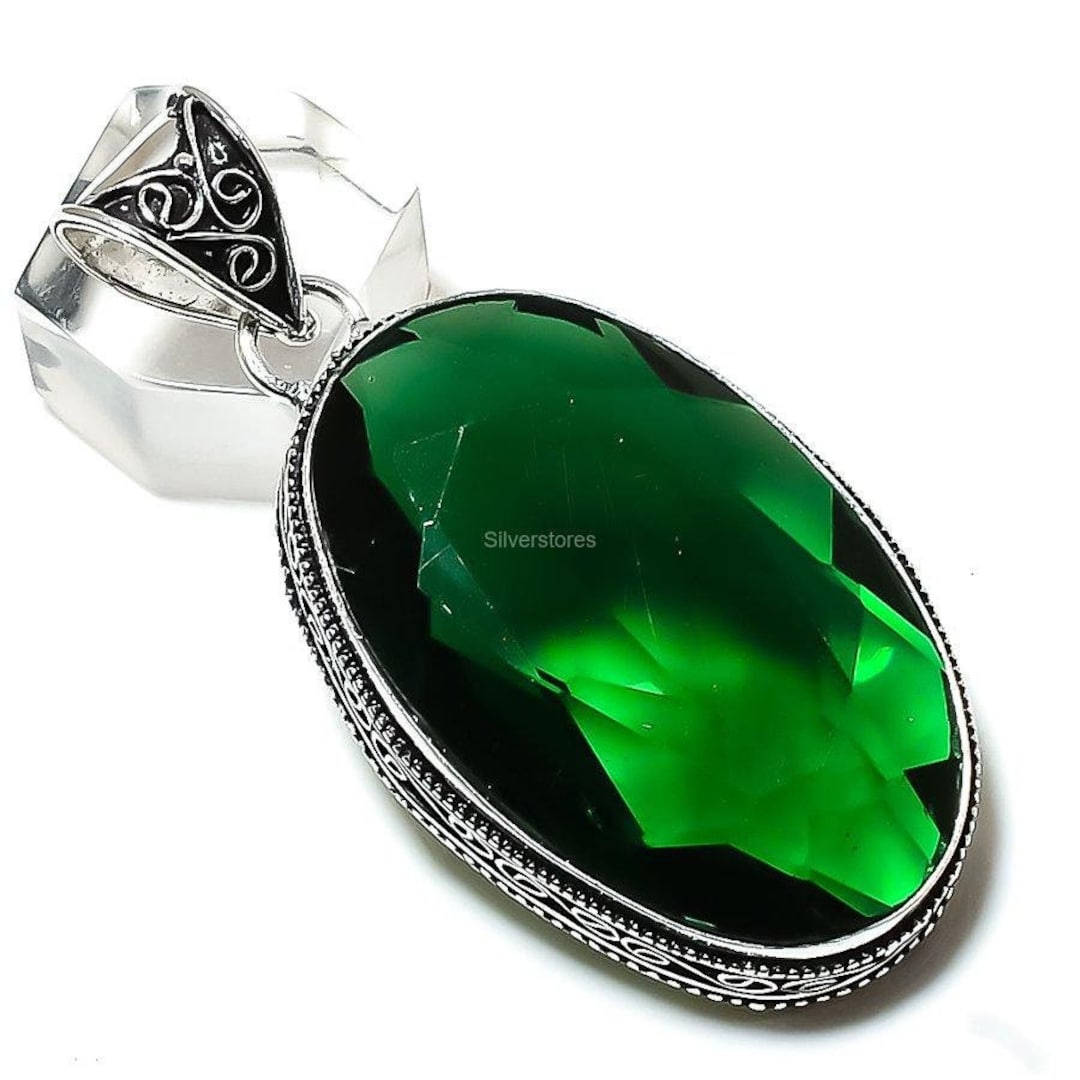 Elegant Chrome Diopside Pendant, Green Gemstone Pendant, Pendant, 925 ...