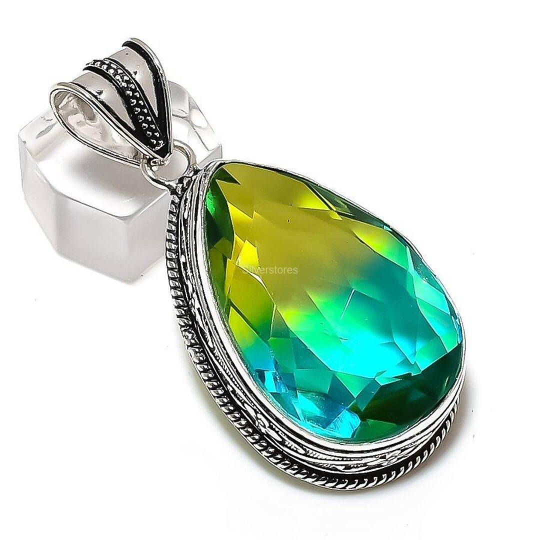 100% Natural Tourmaline Pendant, Multi Color Gemstone Pendant, Pendant ...