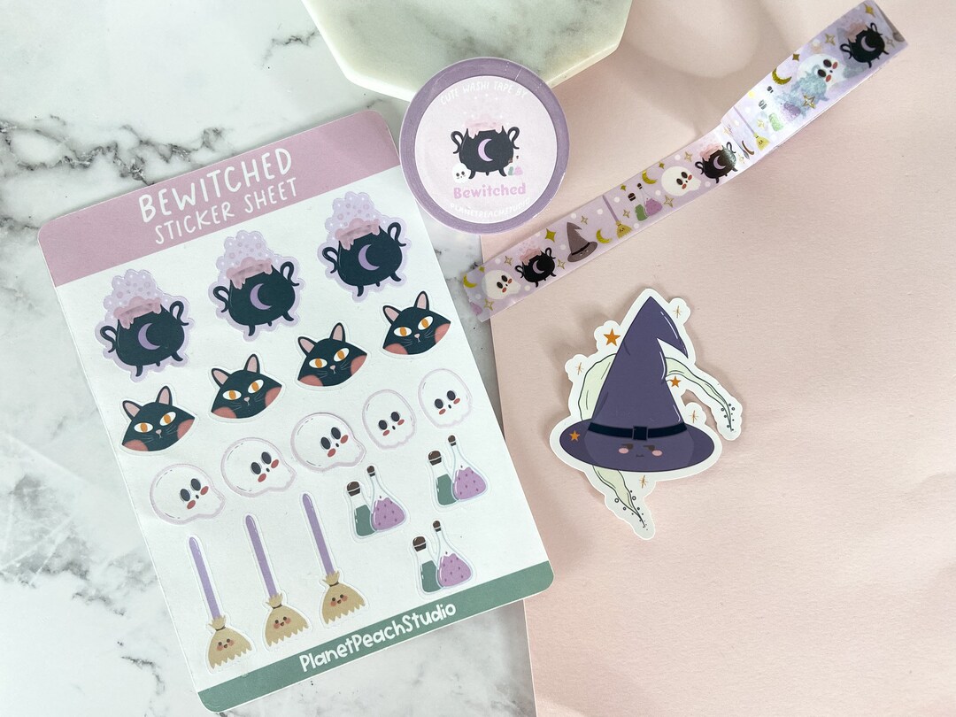 Bewitched Bundle Witchy Washi Tape Vinyl Sticker Witchy Sticker Set ...