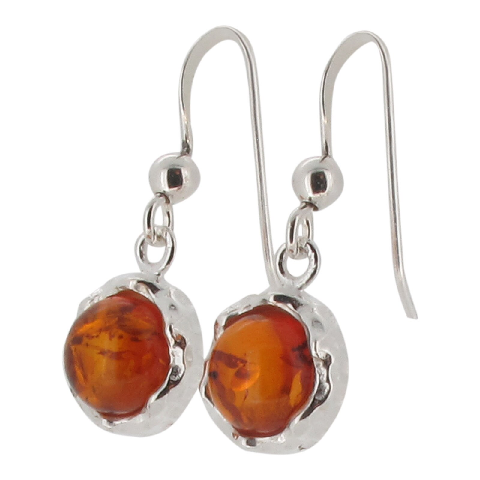 Sterling Silver Round Amber Drop Earrings 925 - Etsy Hong Kong