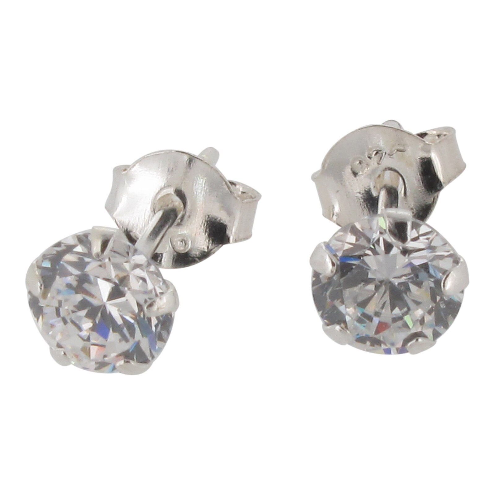 Sterling Silver Stud Earrings With 5mm Claw Set Crystal | Etsy