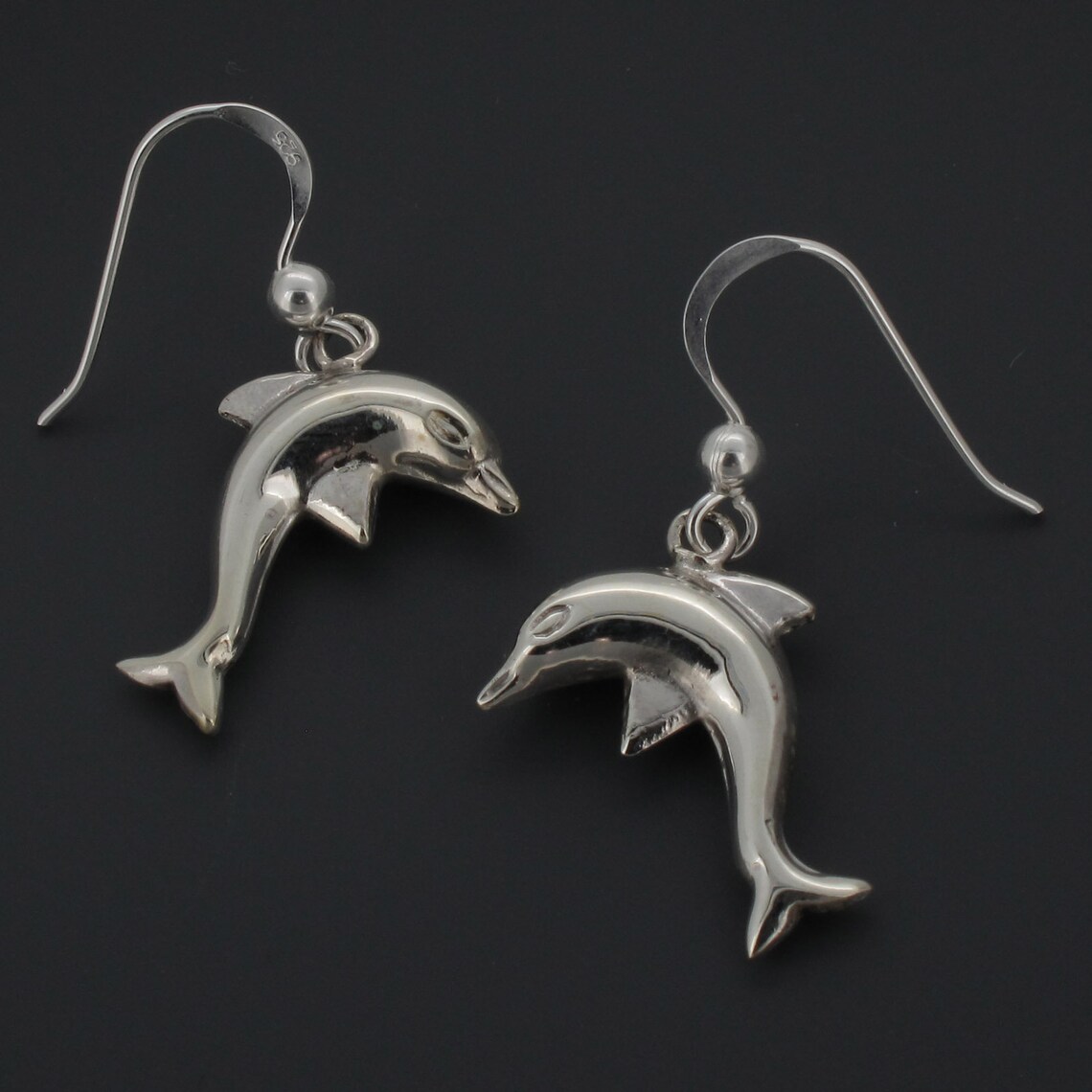 Sterling Silver Dolphin Drop Earrings 925 - Etsy UK