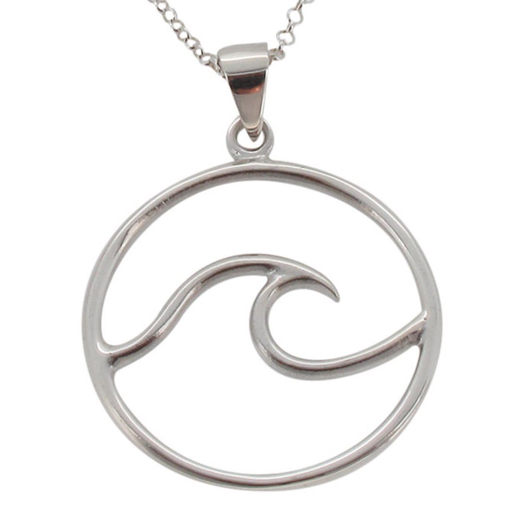 Sterling Silver Wave Pendant and Chain 925 Adjustable Length - Etsy
