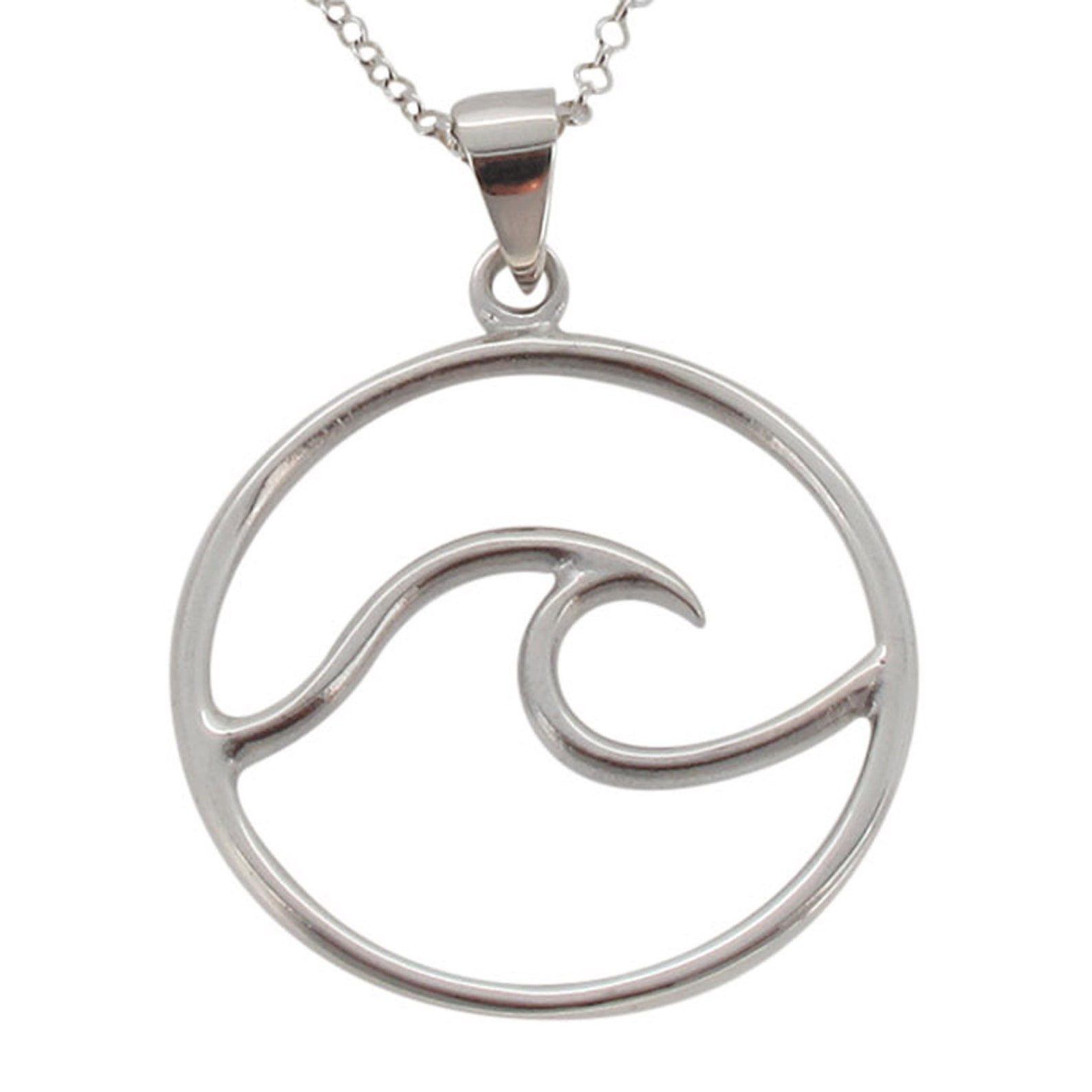 Sterling Silver Wave Pendant and Chain 925 Adjustable Length - Etsy