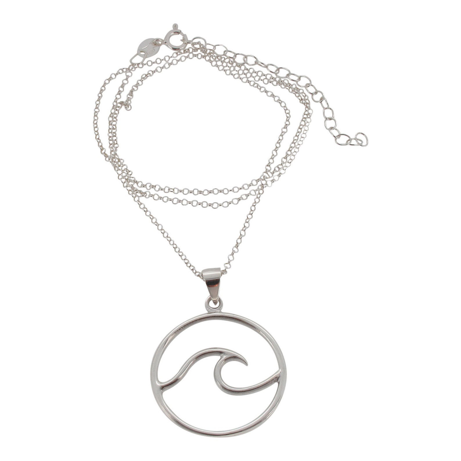 Sterling Silver Wave Pendant and Chain 925 Adjustable Length - Etsy