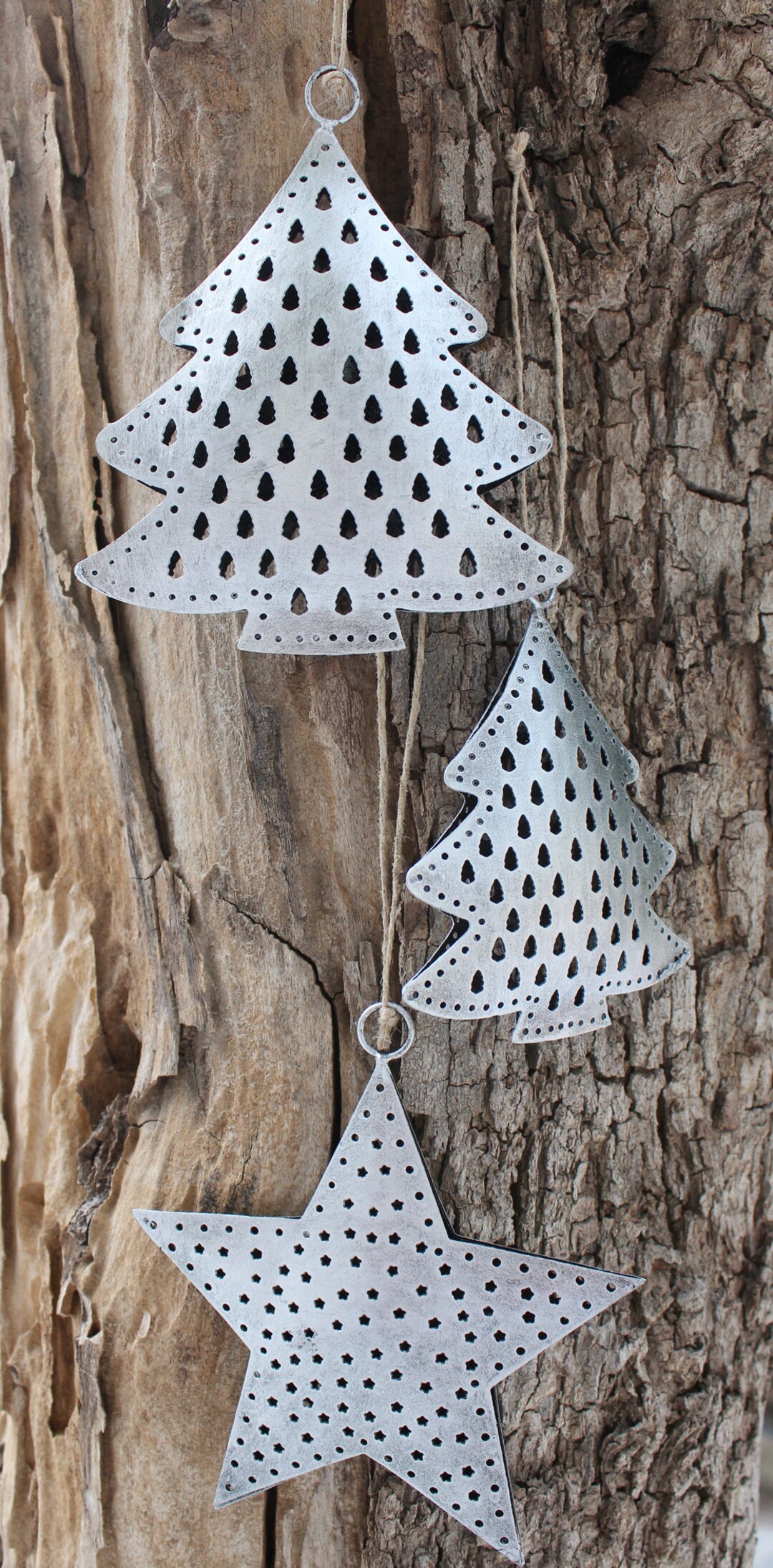 Recycled Iron Metal Christmas Tree Decoration Ornaments X-mas Favor ...