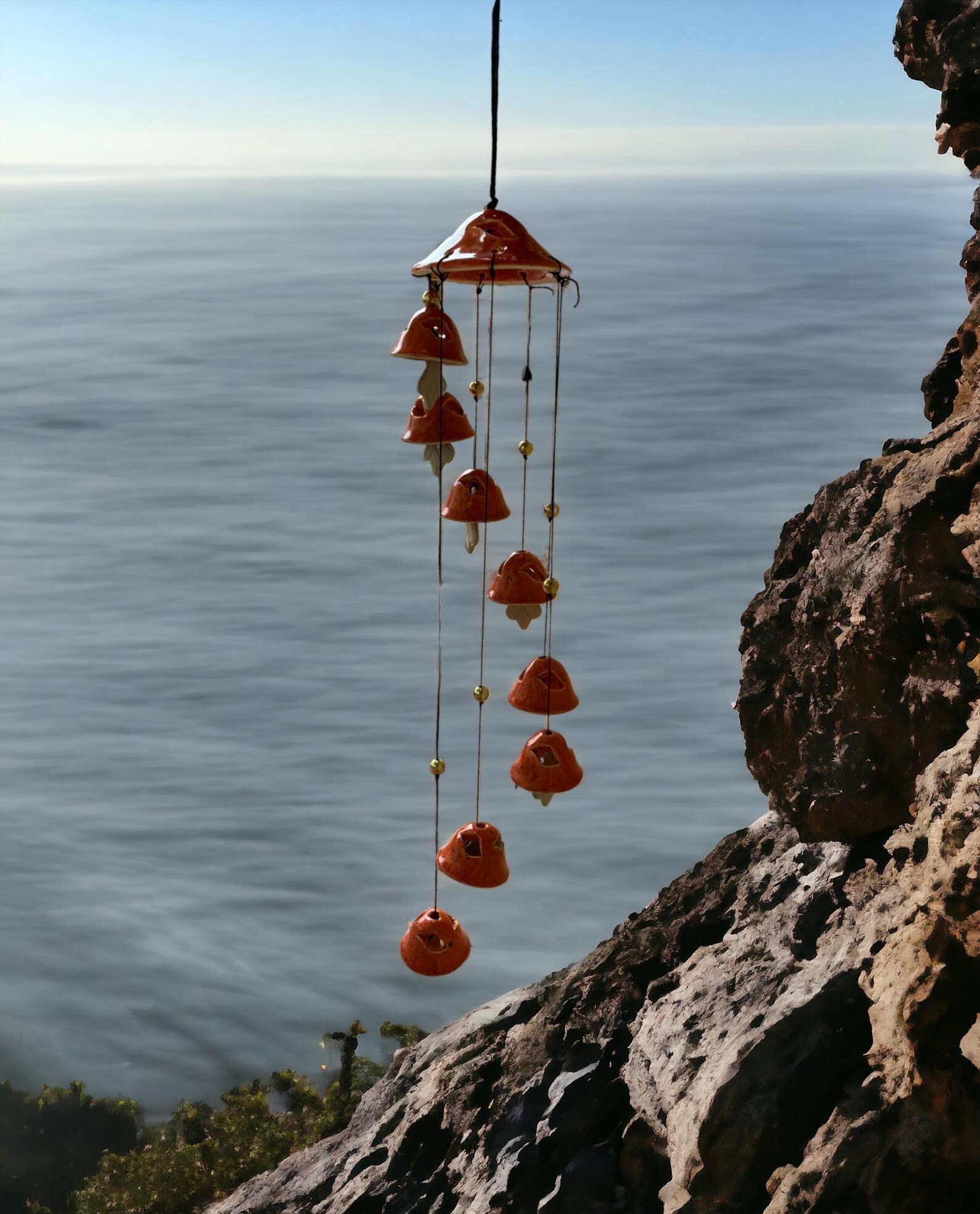 Ceramic Hanging Bells , Ceramic Memorial Wind Chimes , Garden Decor ...