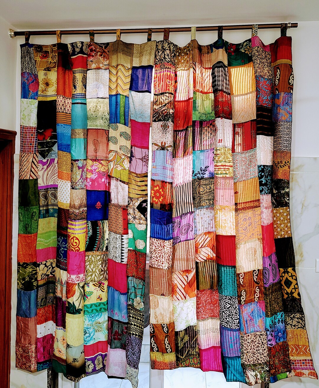 Vintage Old Recycled Silk Sari Saree Patchwork Boho Hippie Bedroom ...