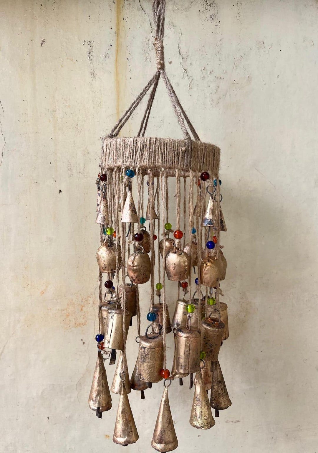 Rustic Jute and Tin Bells Bohemian Theme Wind Chime Bells Decoration ...