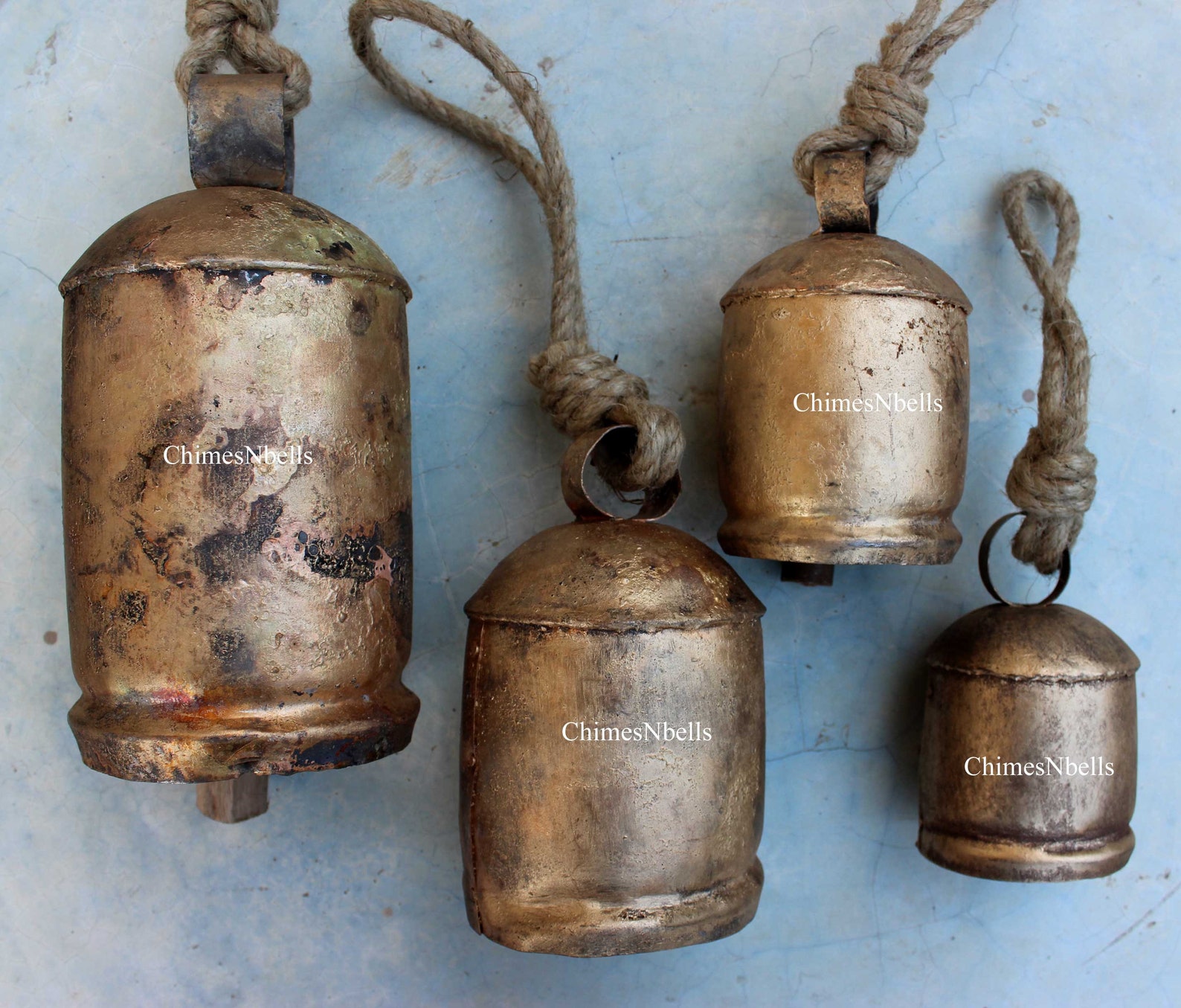 Shabby Chic Rustic Recycled Iron Tin Cow Bells Set of 9 Pieces - Etsy