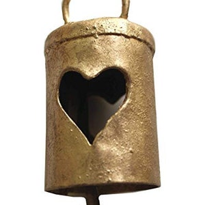 2.5 Inches Rustic Gold Heart Bells Collectibles Metal Tin Bells Rustic ...