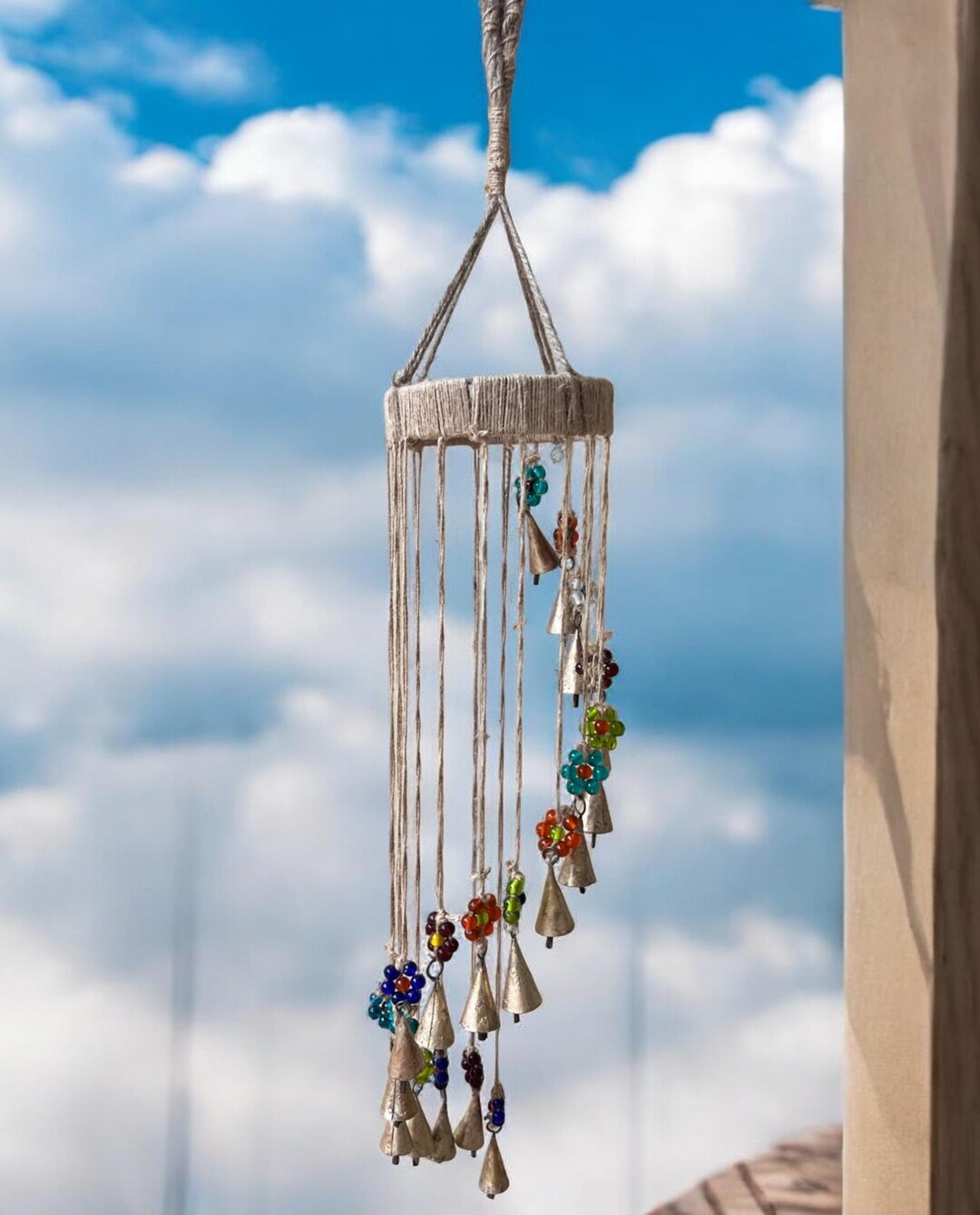 Rustic Jute and Tin Bells Bohemian Theme Wind Chime Bells Decoration ...