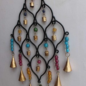 Recycled Iron Metal Bells Glass Beads Hanging Wind-chime Indoor Outdoor ...