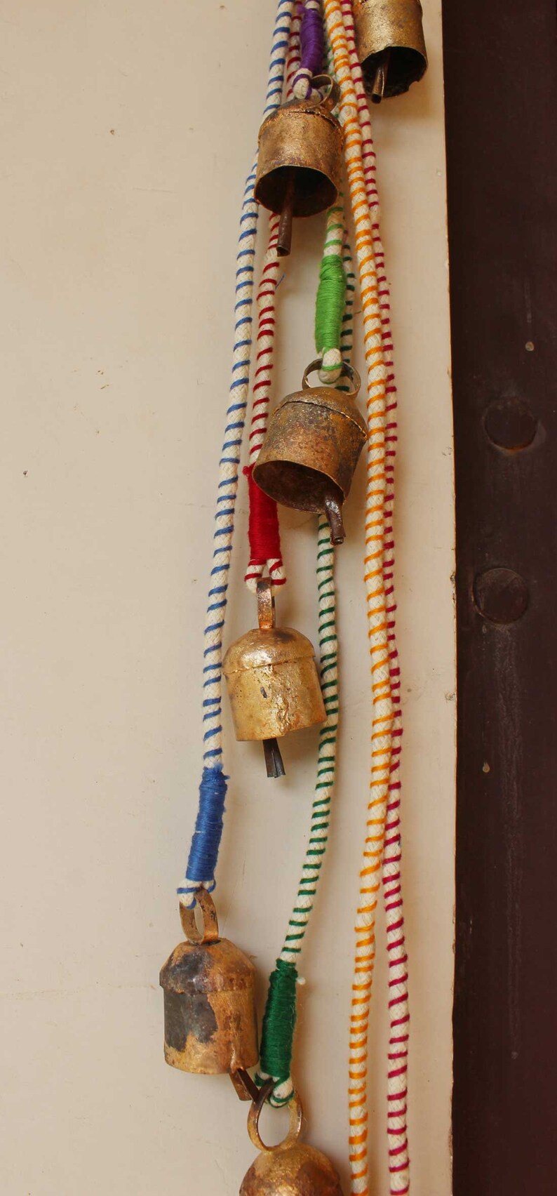 8 Vintage Iron Tin Rustic Bells Hanging Chime Mobile String - Etsy