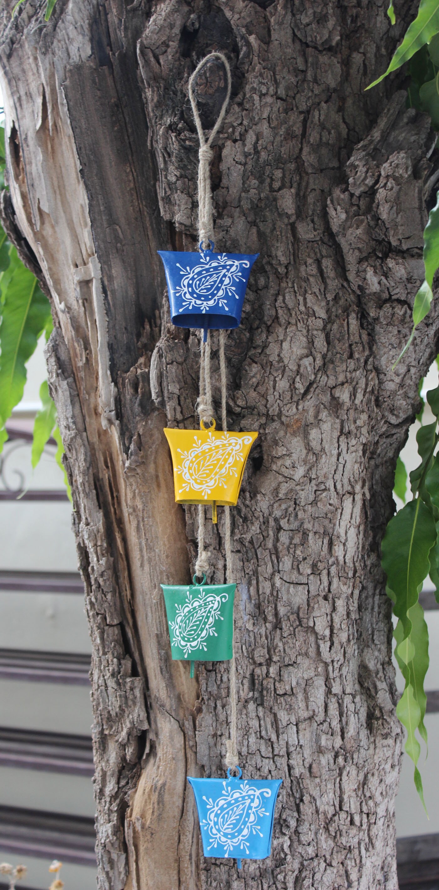 Hand Painted Cow Bells With Jute Rope Hanging Windchime - Etsy