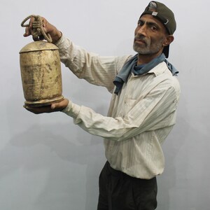 Recycled Iron Giant Cow Bell 12" Height Antique Look Indian Metal Craft ...