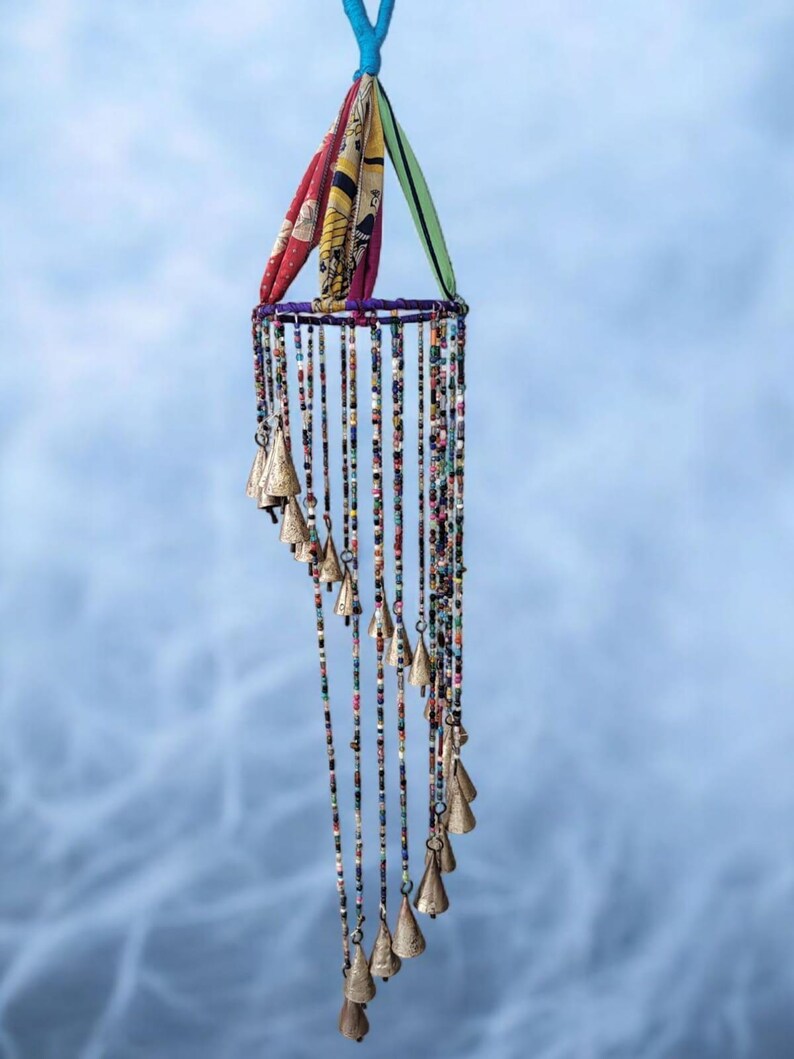 Beaded Wind Chime With Tin Bells, Bohemian Decor, 34 Inch - Etsy