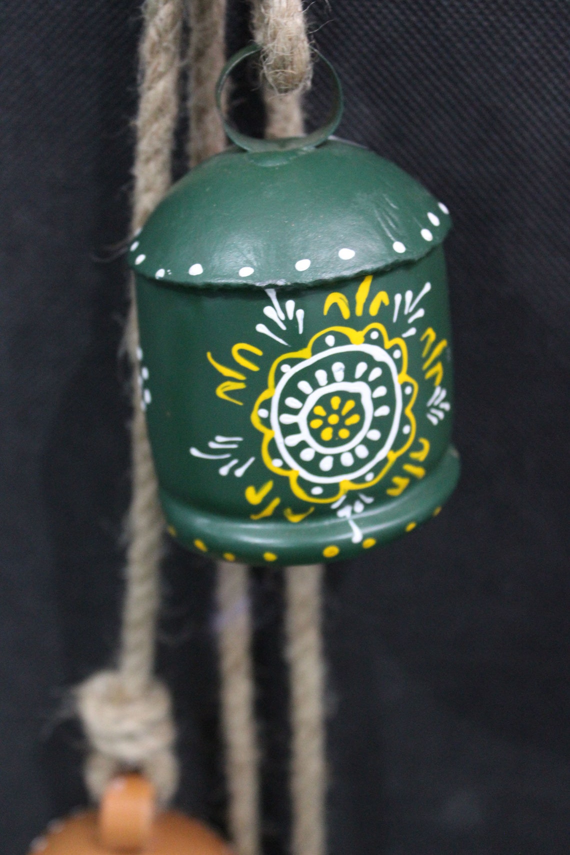 Hand Painted Cow Bells With Jute Rope Hanging Windchime - Etsy