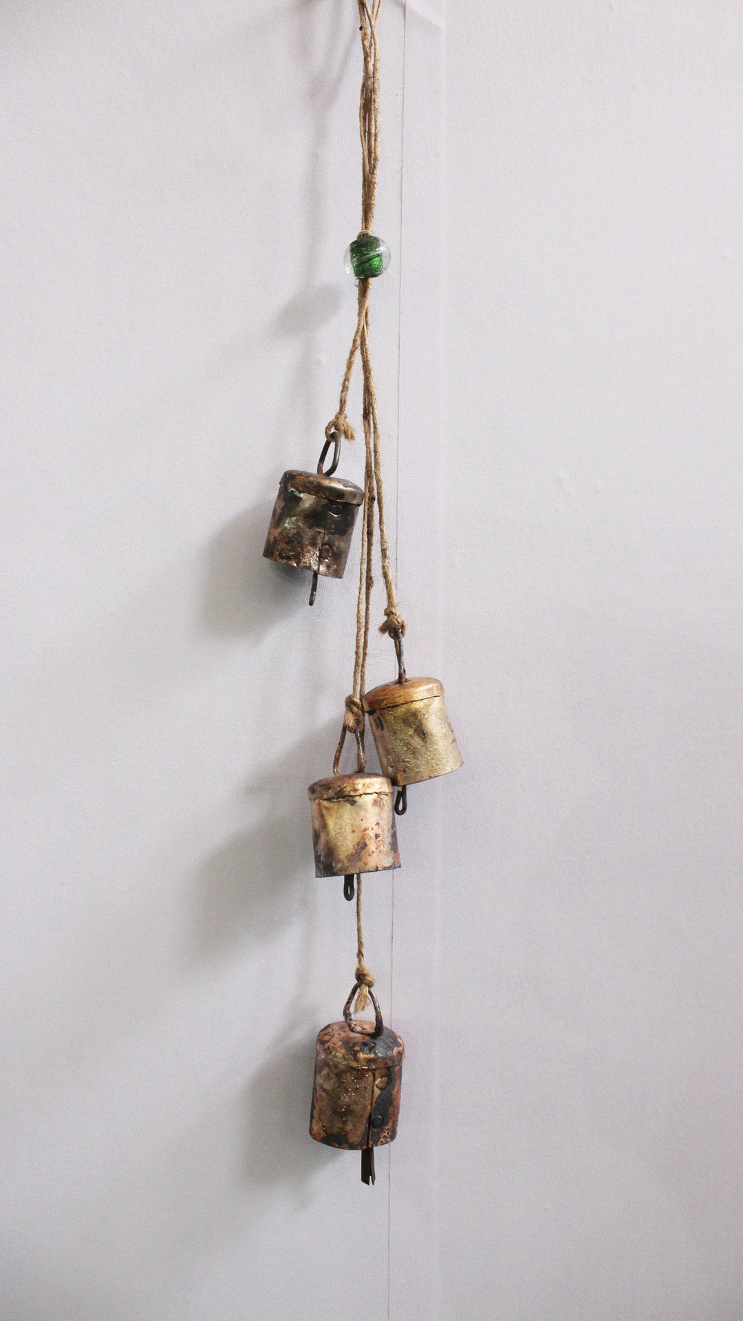 4 Vintage Bells Hanging Chime Mobile String Decoration 40 Cm Length ...