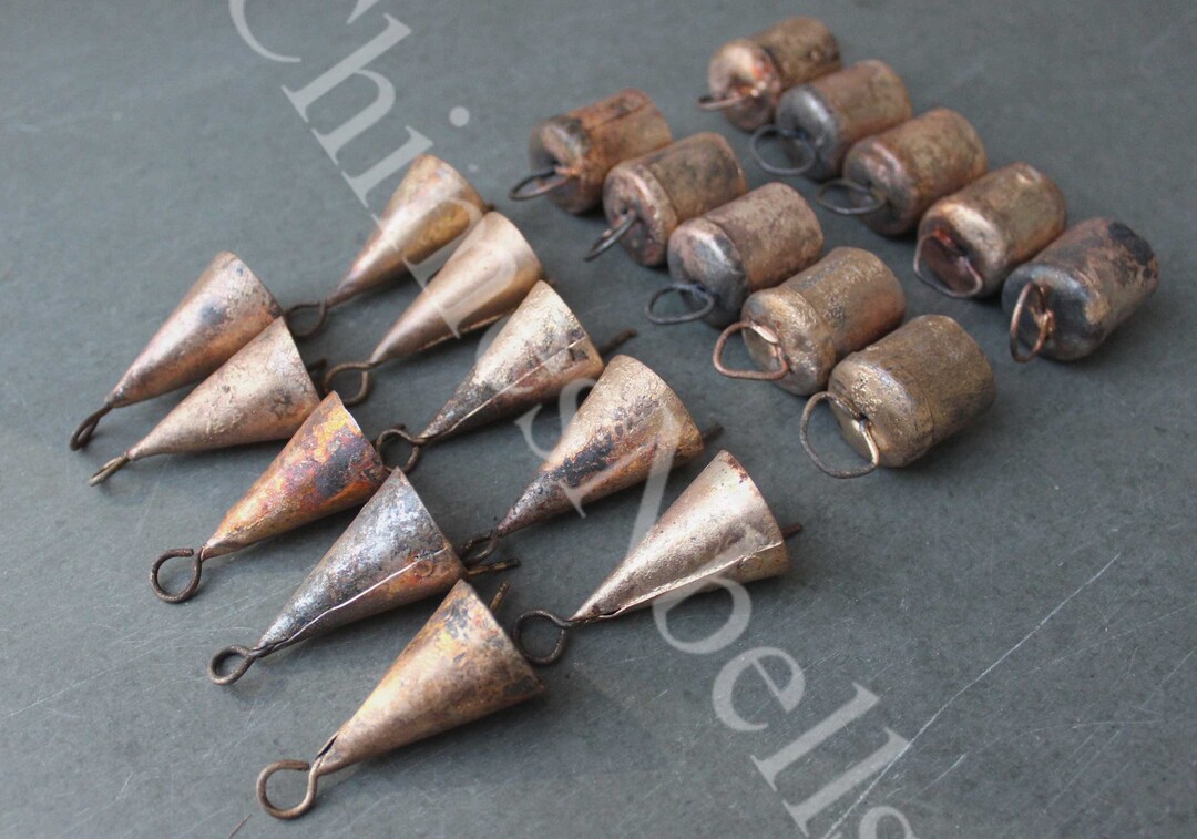 Recycled Iron Rustic Tin Bells 2" Height Bronze Color Wind Chime Bells ...