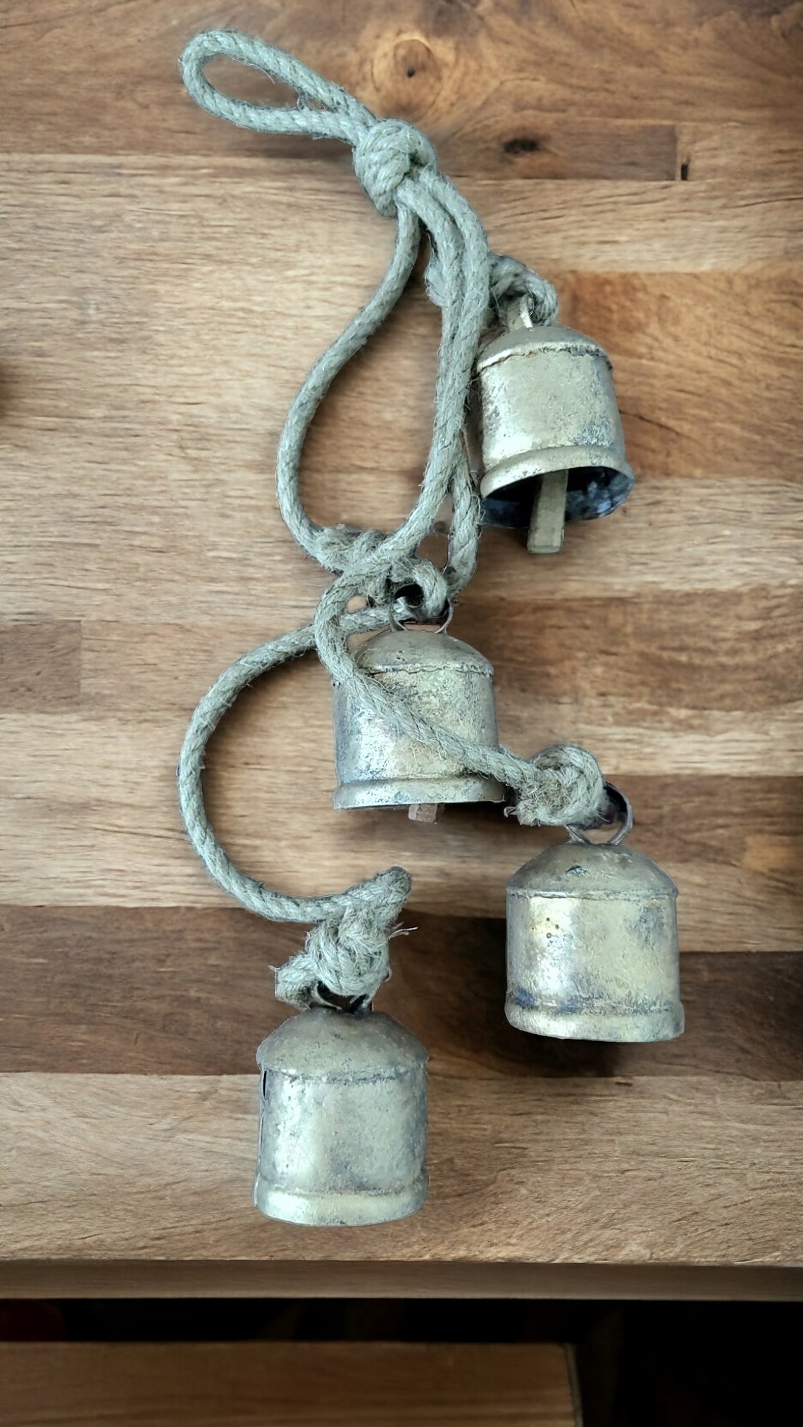 Handmade Antique Finish 4 Rustic Cow Bells With Wooden Clapper Hanging ...