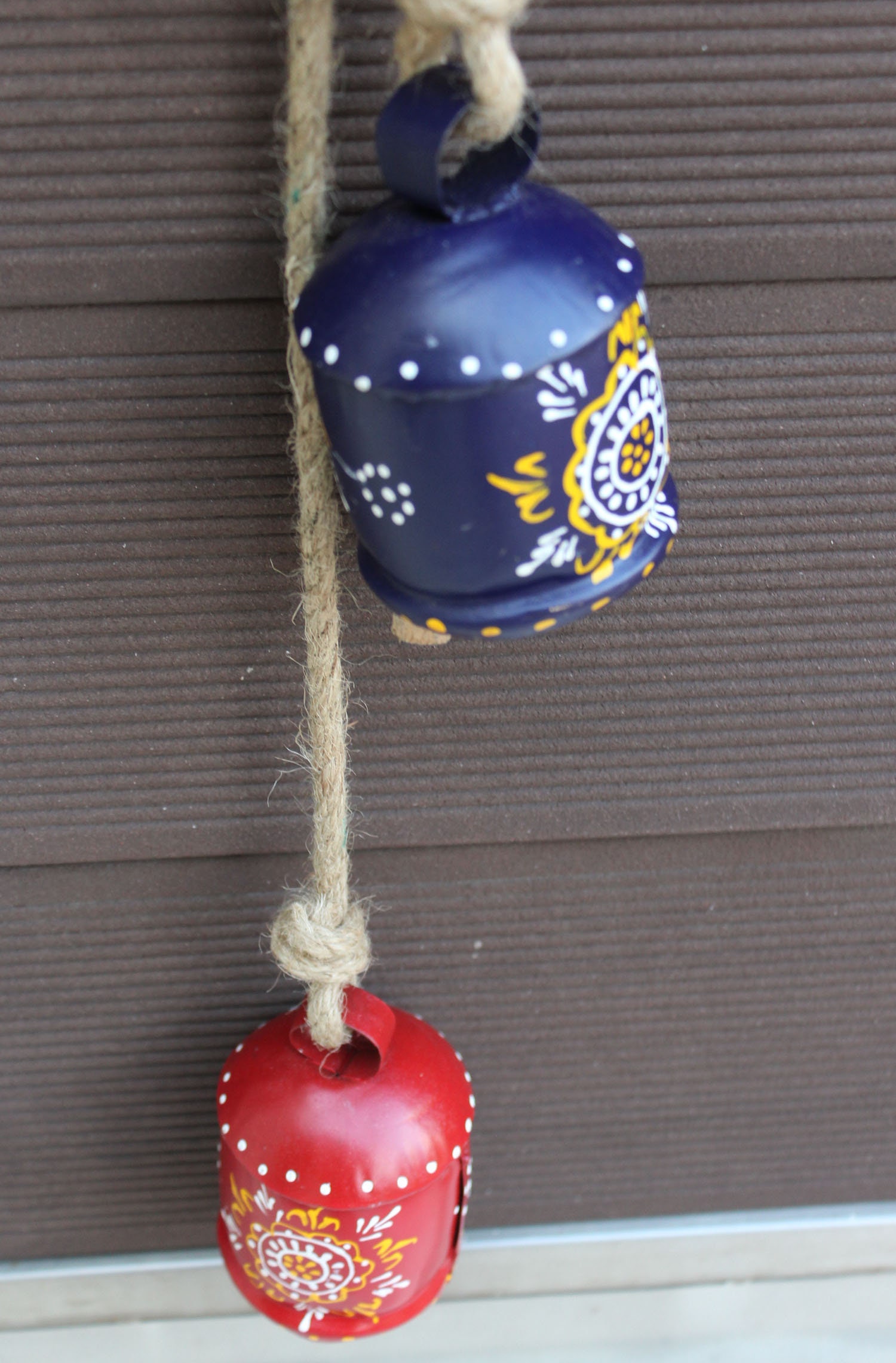 Hand Painted Cow Bells With Jute Rope Hanging Windchime - Etsy