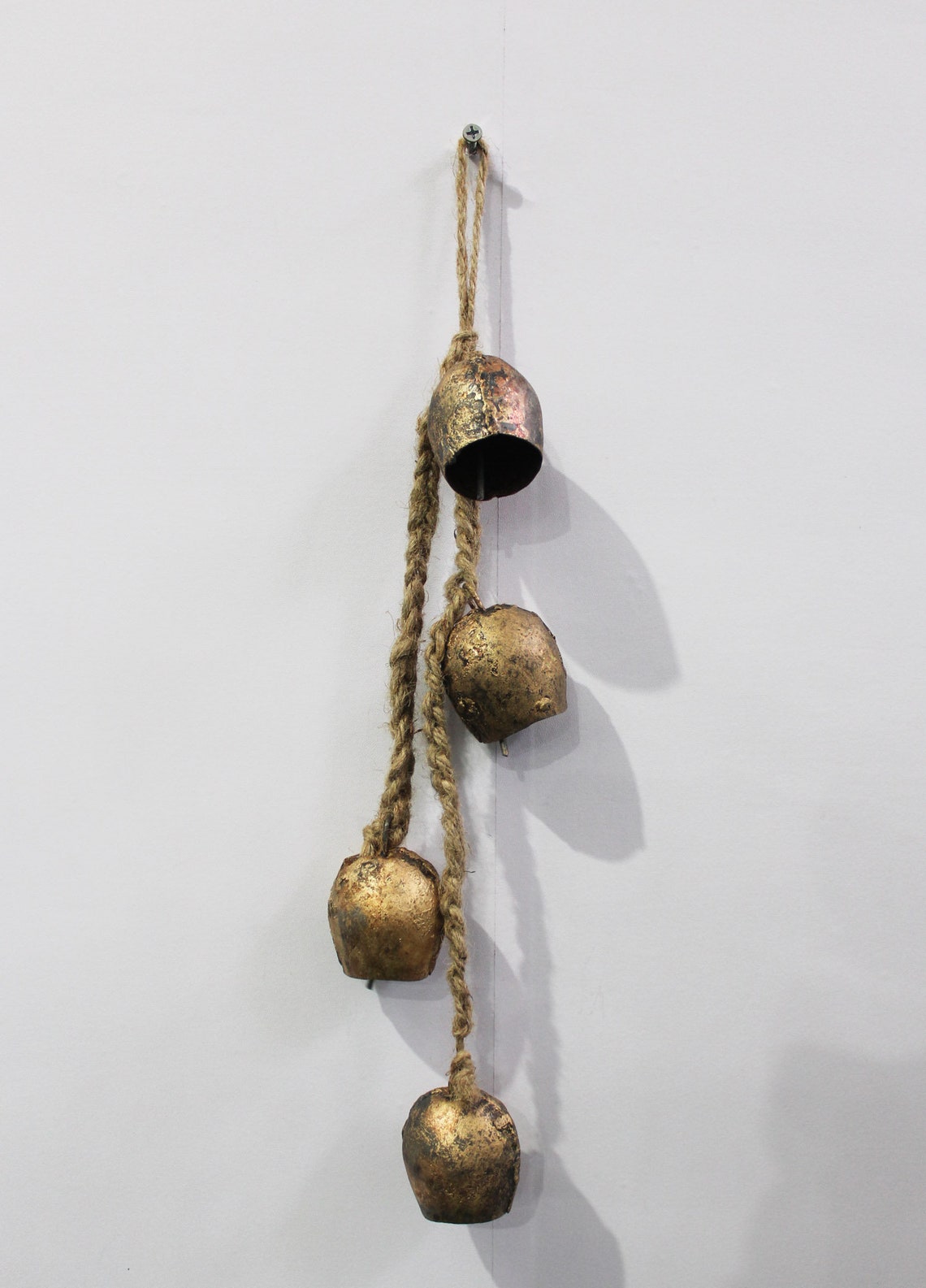 4 Rustic Dome Shape Iron Bells Hanging Chime Mobile String | Etsy