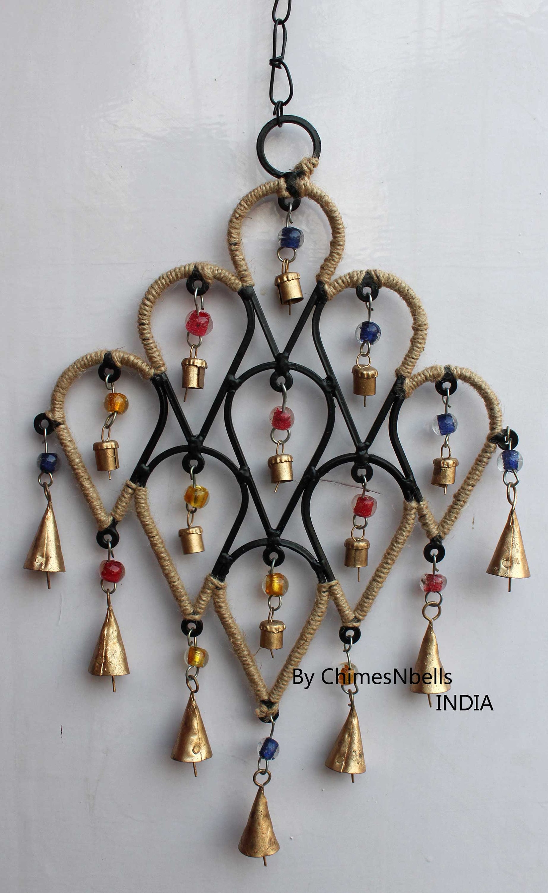 Recycled Iron Teardrop Hanging Wind Chime Bells Indoor Outdoor - Etsy