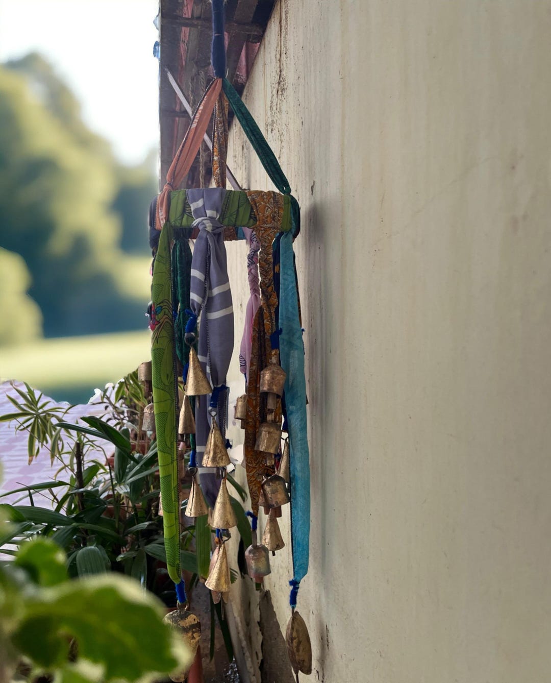 Old Silk Sari and Tin Bells Bohemian Theme Wind Chime Bells Decoration ...