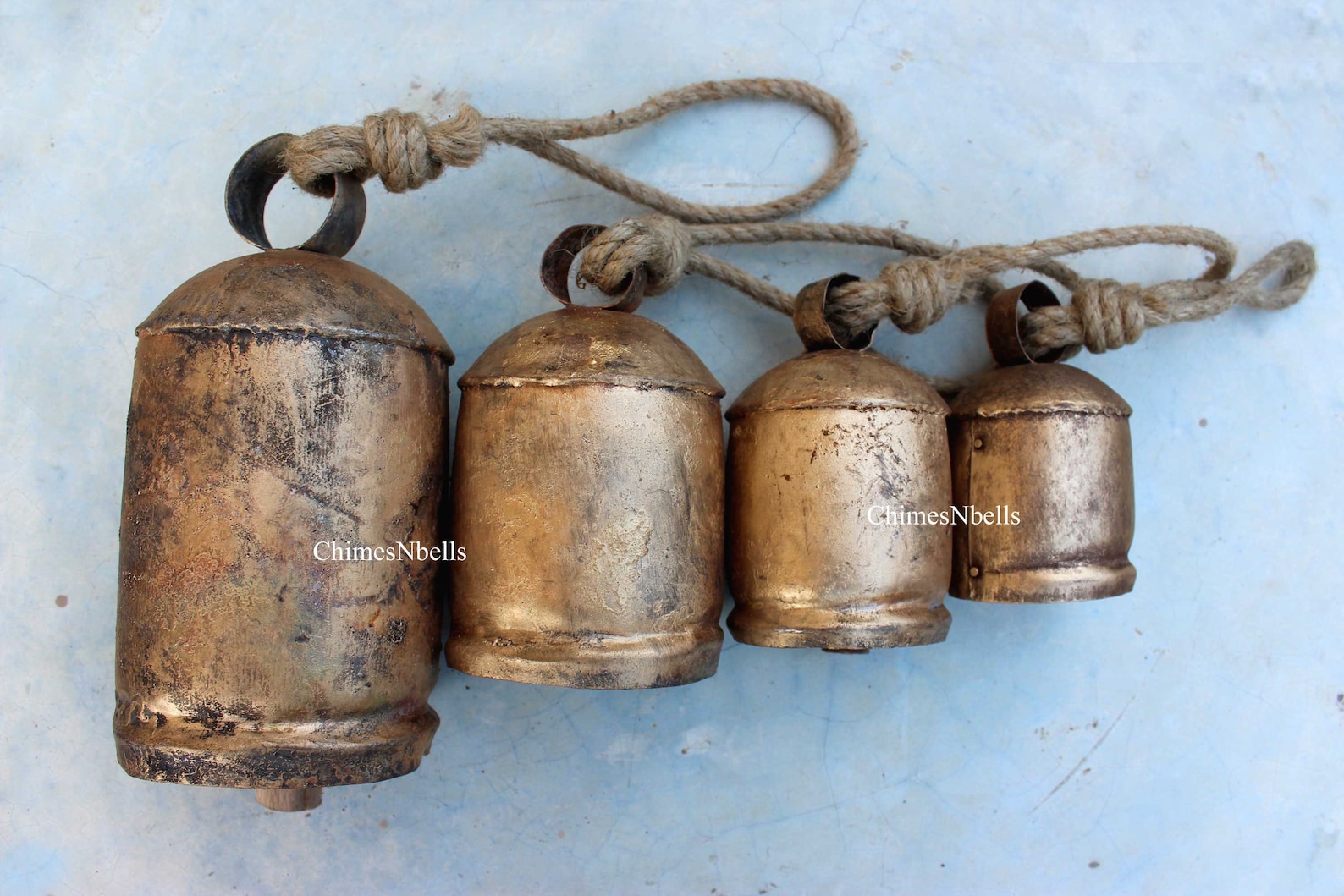 Shabby Chic Rustic Recycled Iron Tin Cow Bells Set of 9 Pieces - Etsy