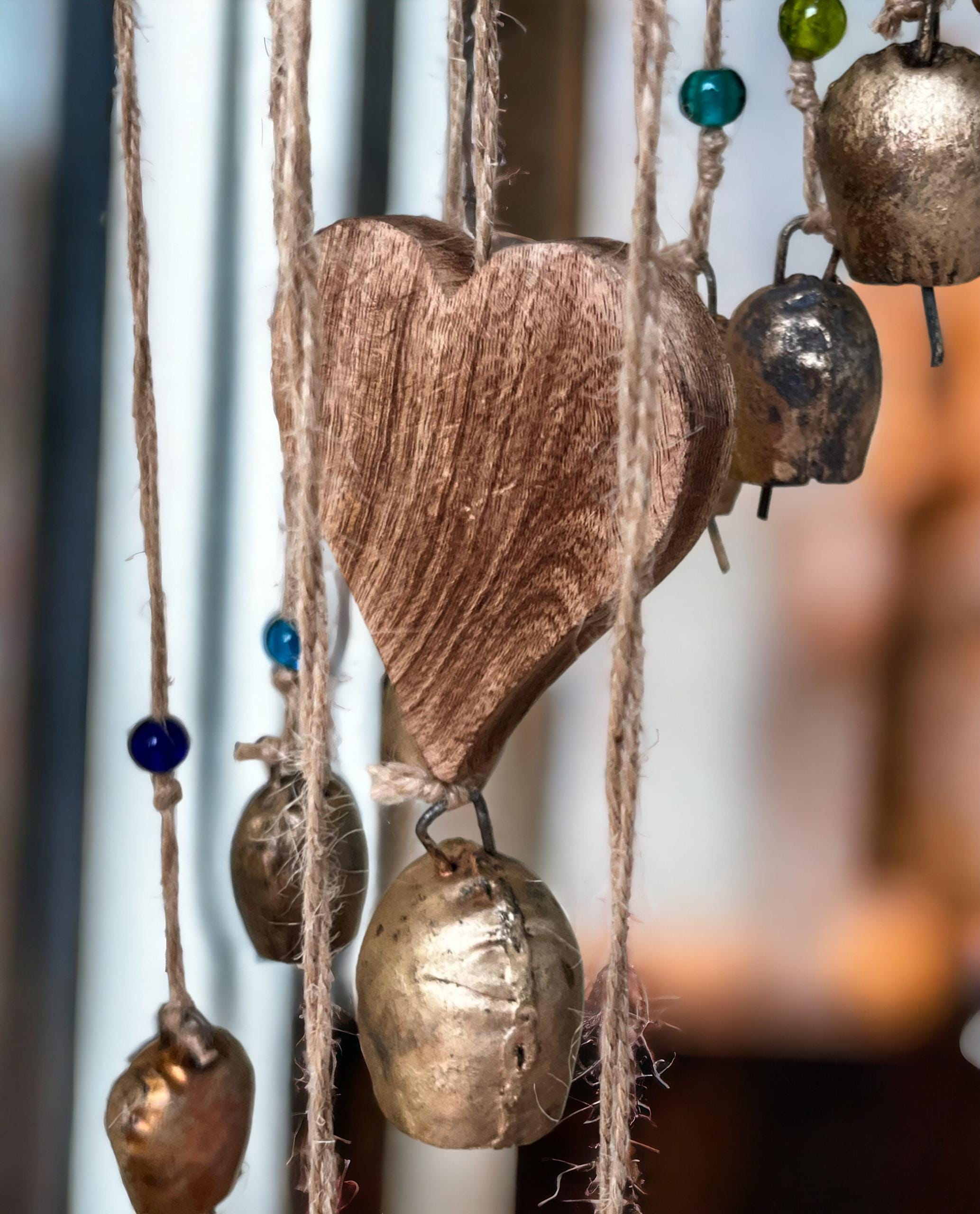 Rustic Jute and Tin Bells Bohemian Theme Wind Chime Bells Decoration ...