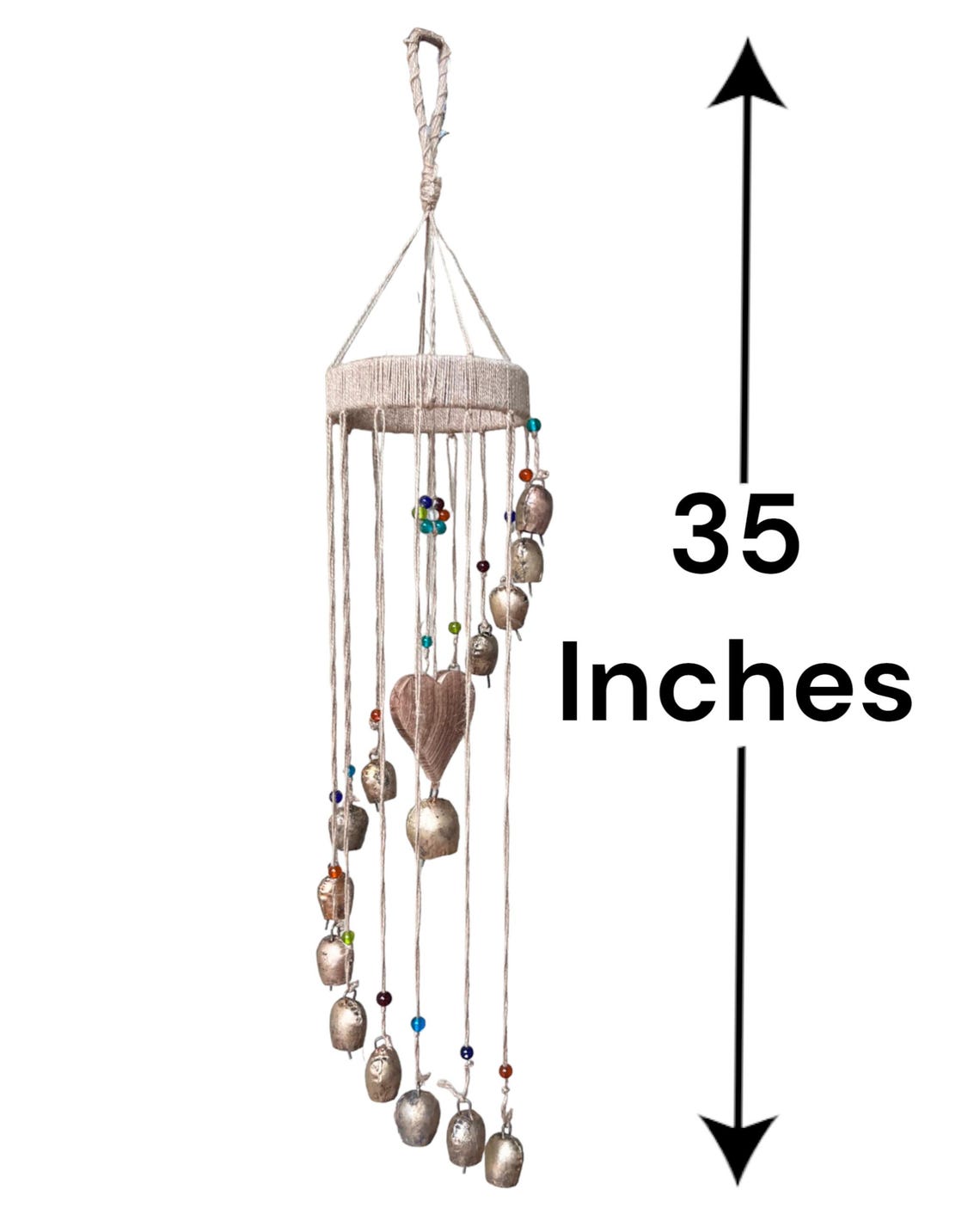 Rustic Jute and Tin Bells Bohemian Theme Wind Chime Bells Decoration ...