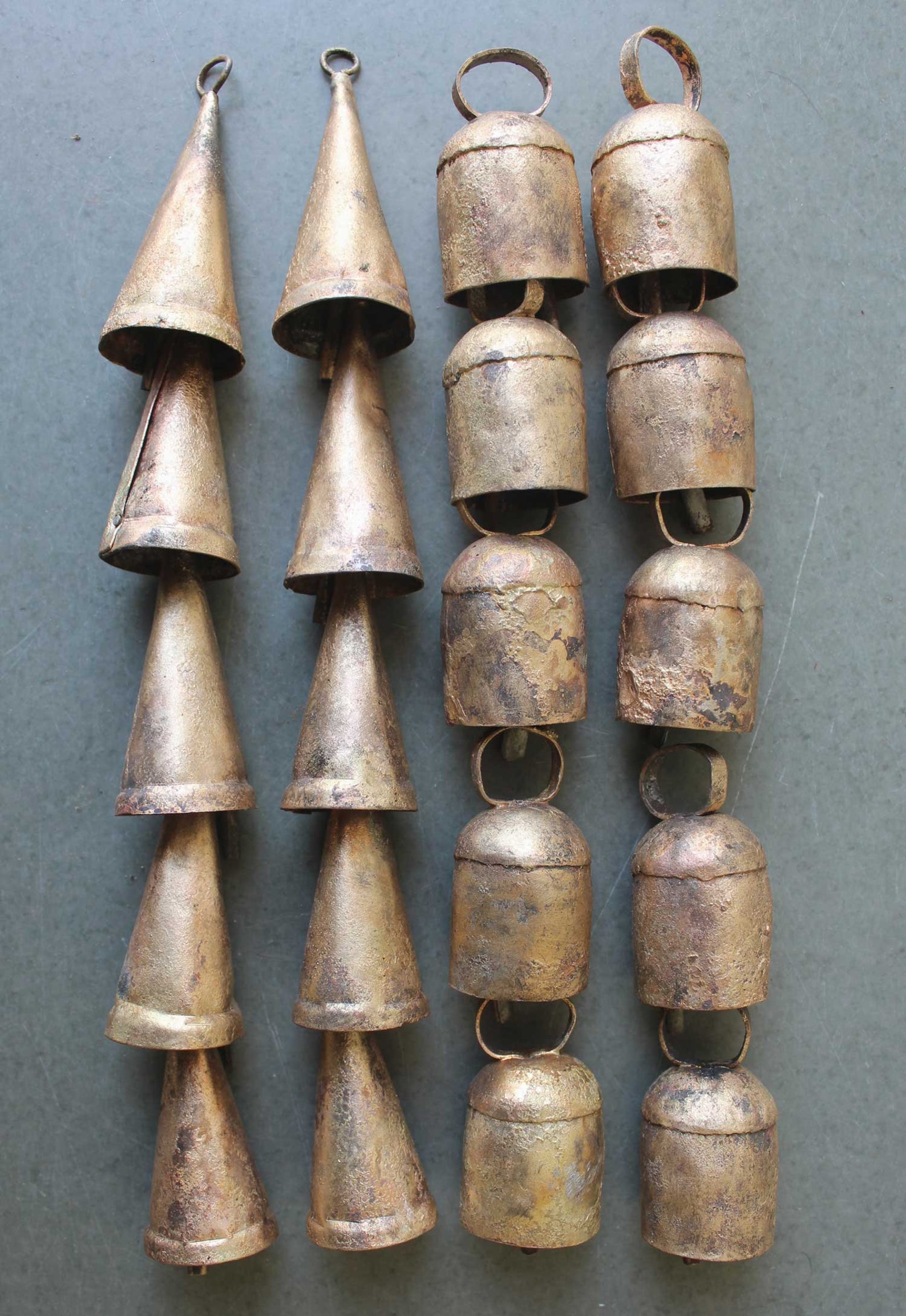 Recycled Iron Tin Cow Bells 24 Pieces 3" Inches Height ( 12 Cone + 12 ...
