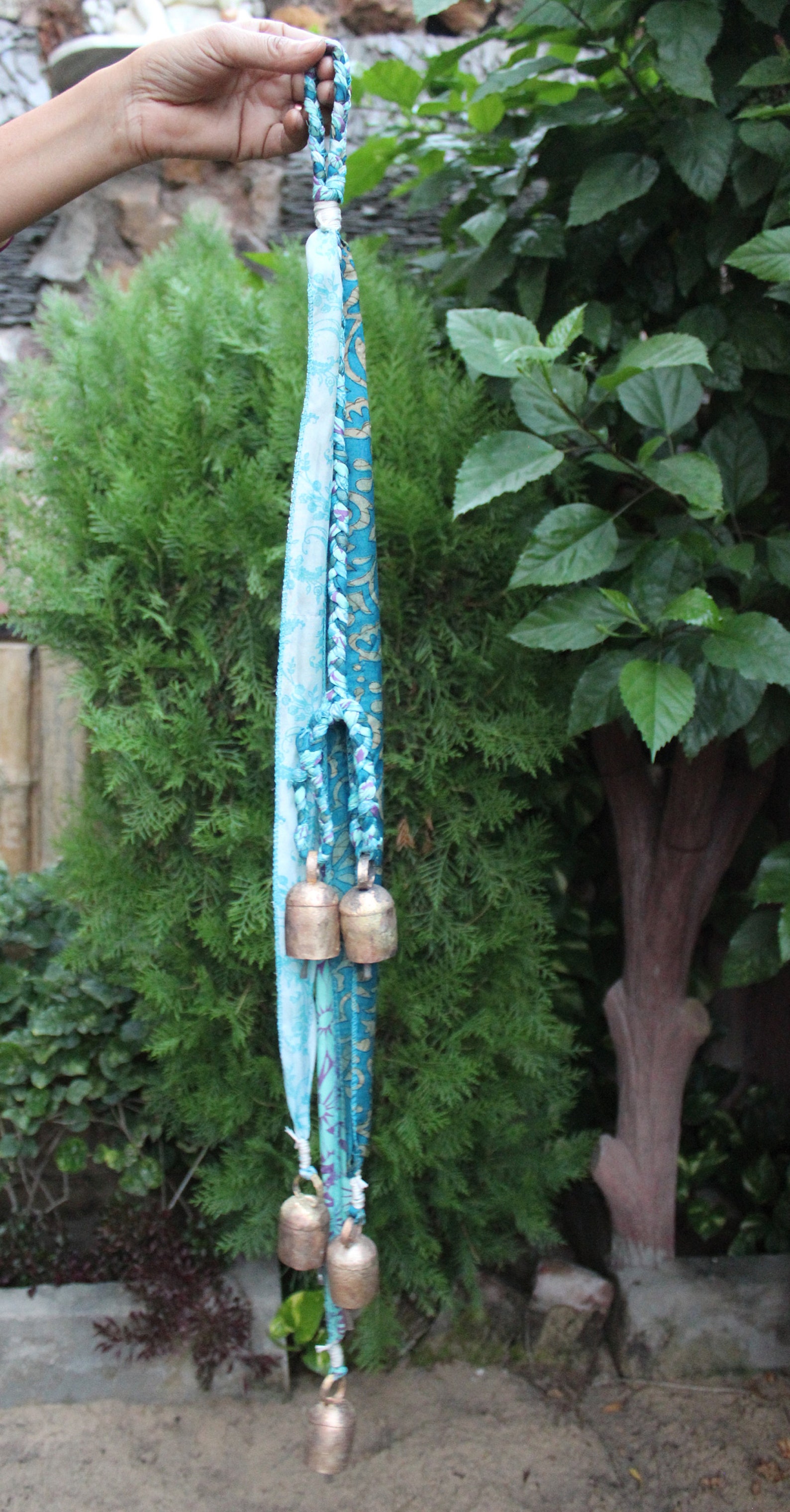 5 Vintage Tin Bells Hanging Chime Mobile String Garden Outdoor - Etsy