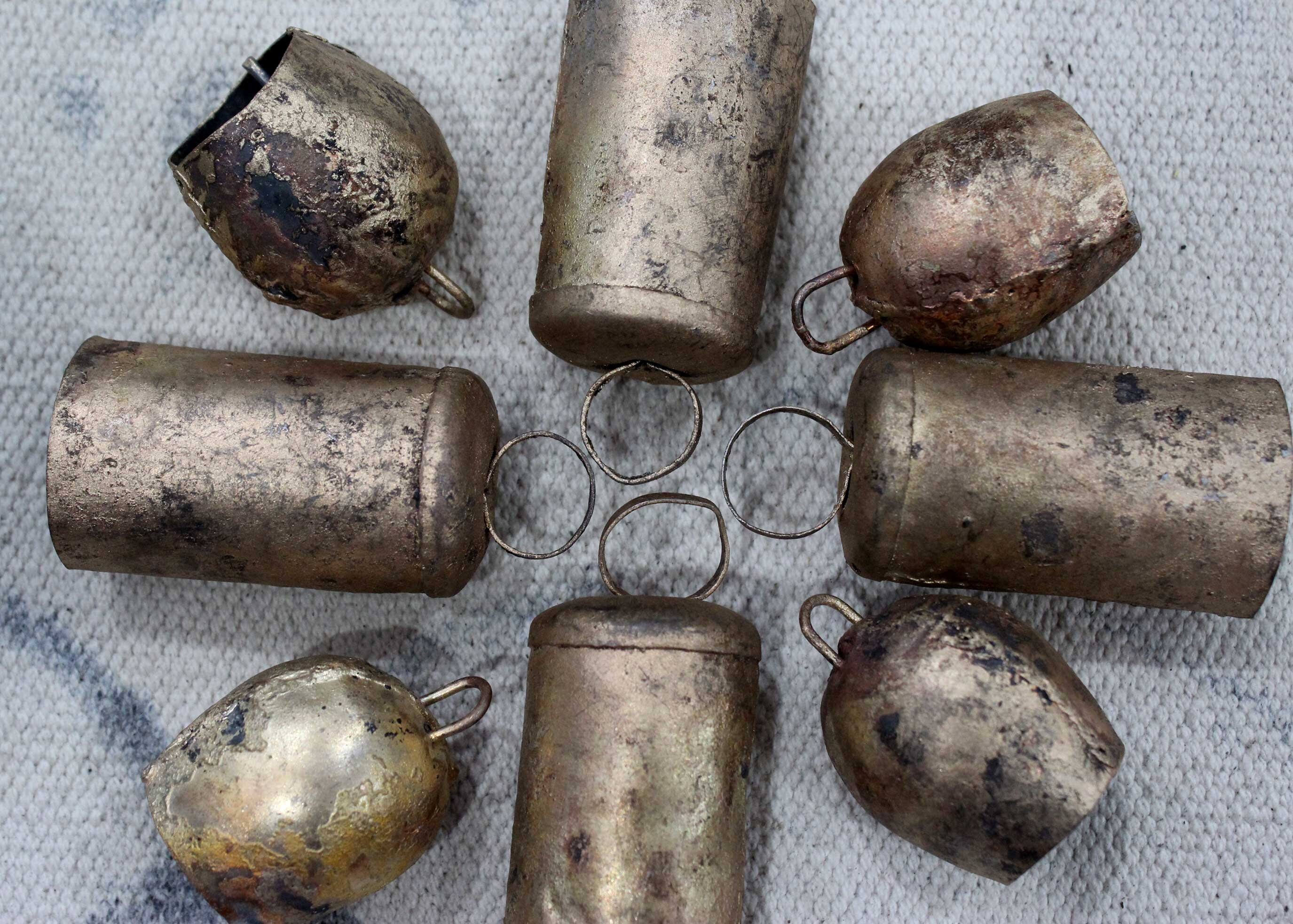 One Dozen Shabby Chic Rustic Iron Tin Bells Dome and Mug shape | Etsy