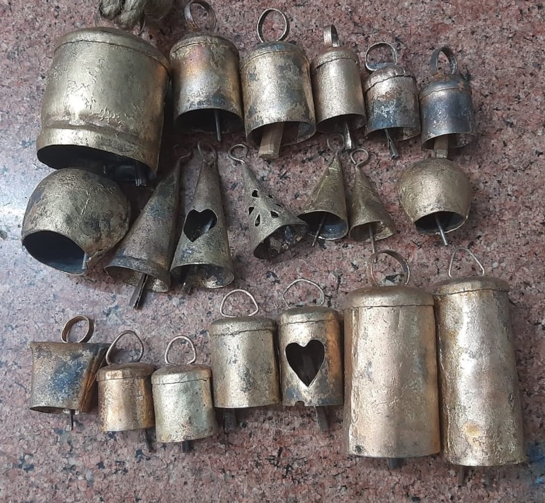 Handmade Shabby Chic Rustic Iron Tin Bells Set Assorted Designs - Etsy