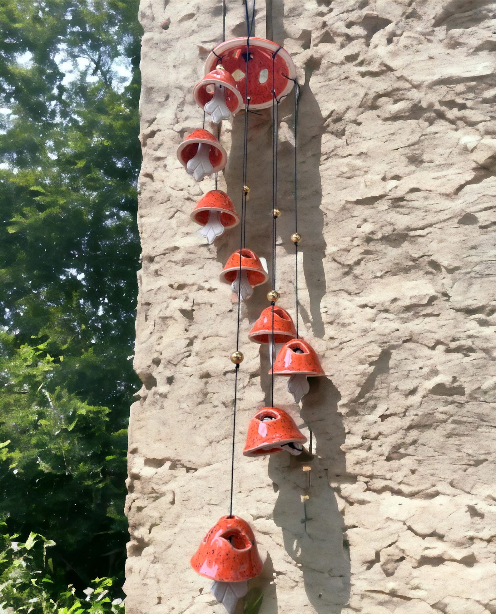 Ceramic Hanging Bells , Ceramic Memorial Wind Chimes , Garden Decor ...