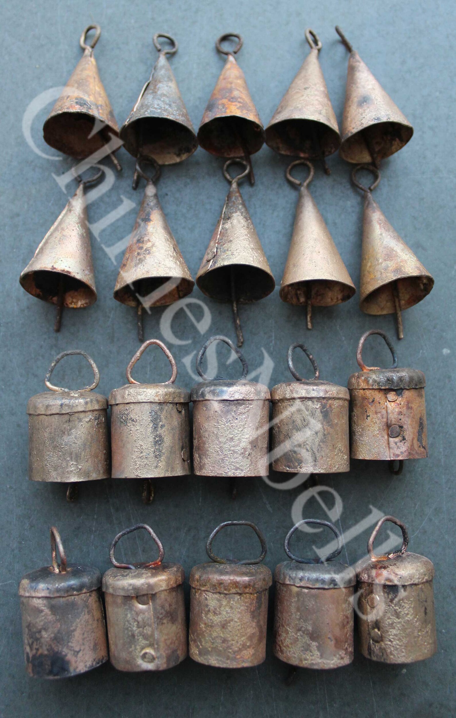 Recycled Iron Rustic Tin Bells 2 Height Bronze Color - Etsy