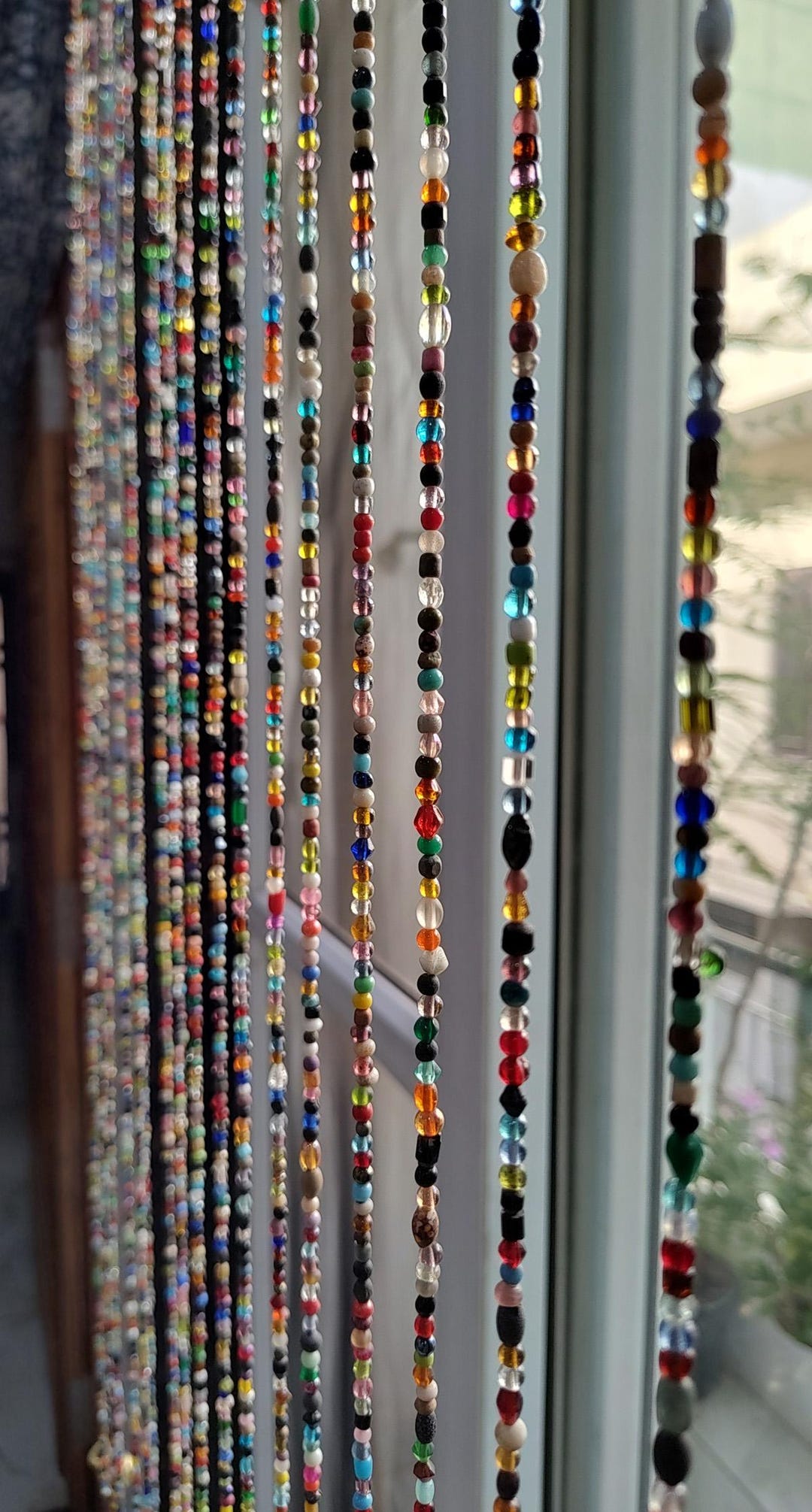 Bohemian Curtain , Glass Beads , Beaded Curtain, Hippie Small Window ...