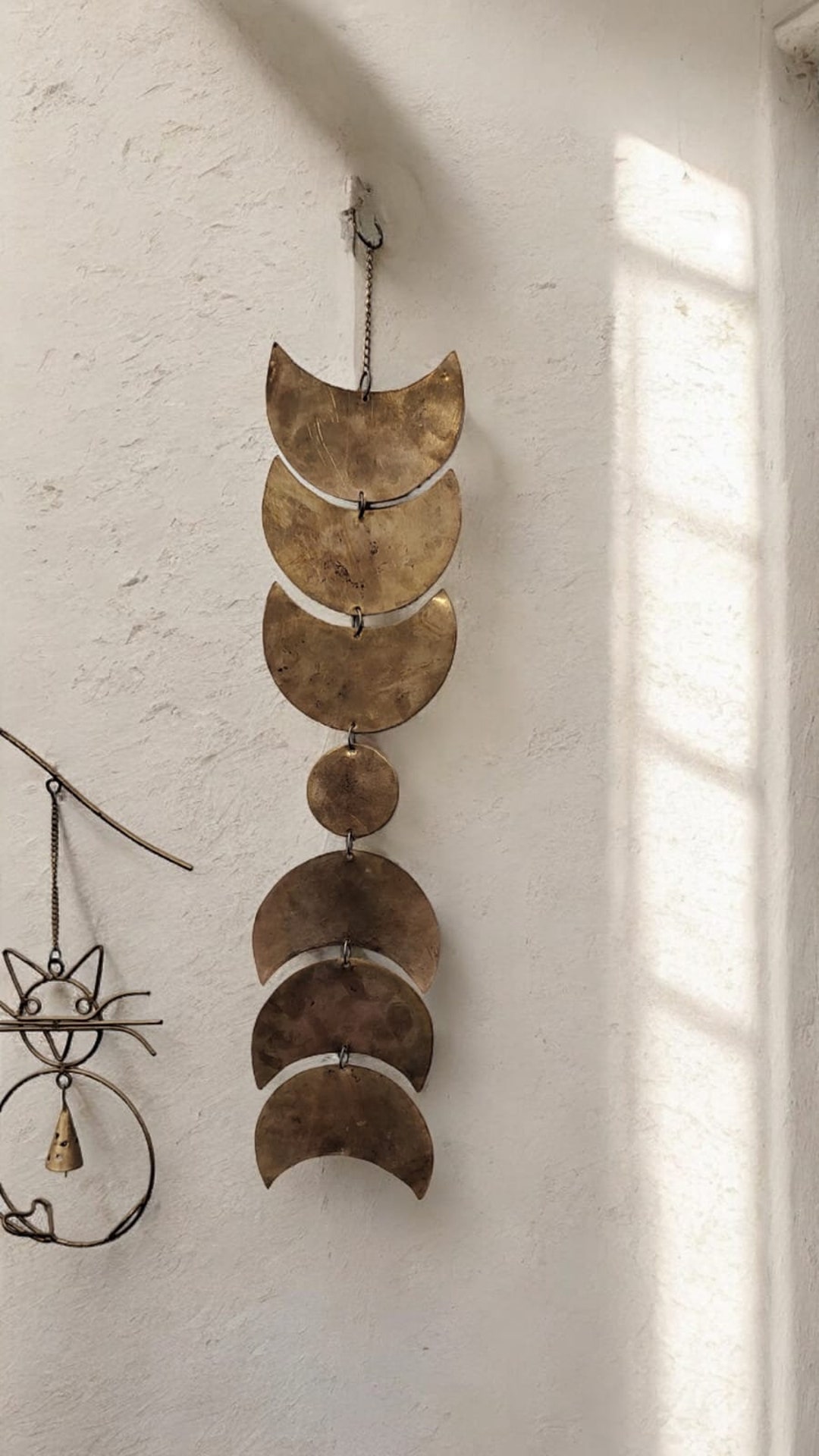 Handmade Moon Phase Wall Hanging | Antique Gold Bohemian Decor - Etsy