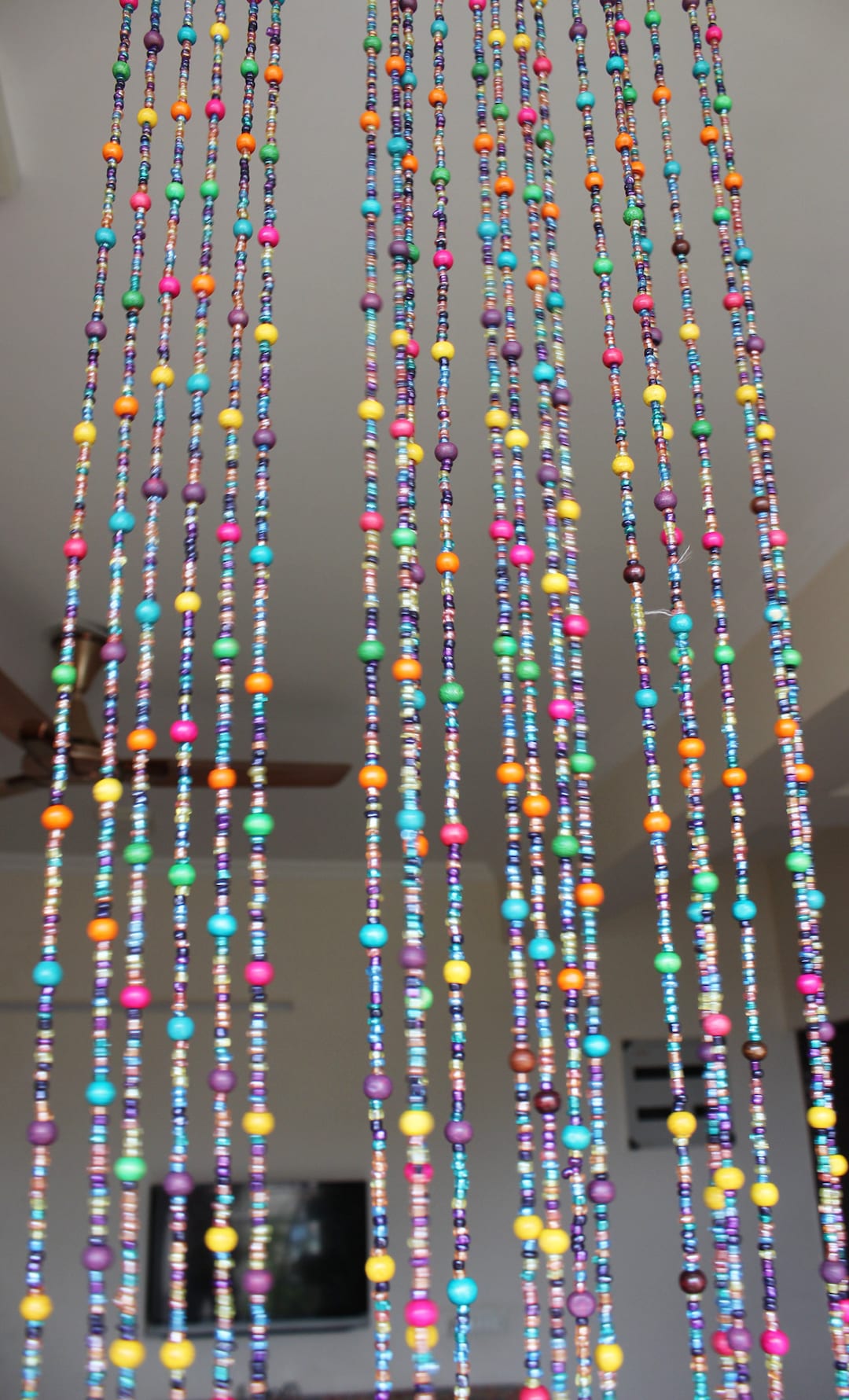 Bohemian Hippy Beaded Curtain for Doorways Multicolour Glass Beads ...